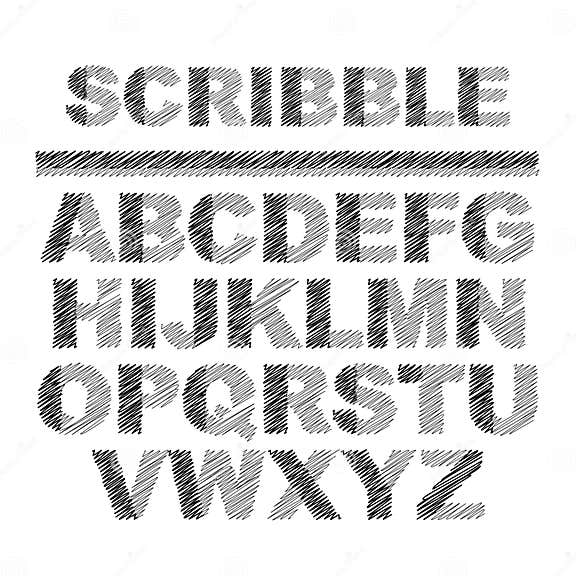 Scribble Font, Alphabet. Vector Stock Vector - Illustration of scribble ...