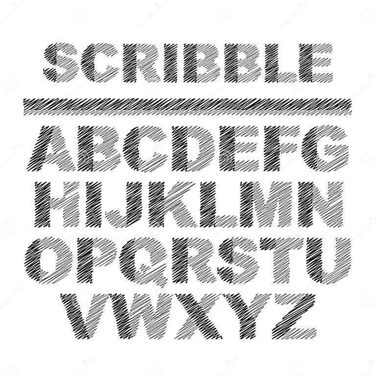 Scribble Font, Alphabet. Vector Stock Vector - Illustration of scribble ...