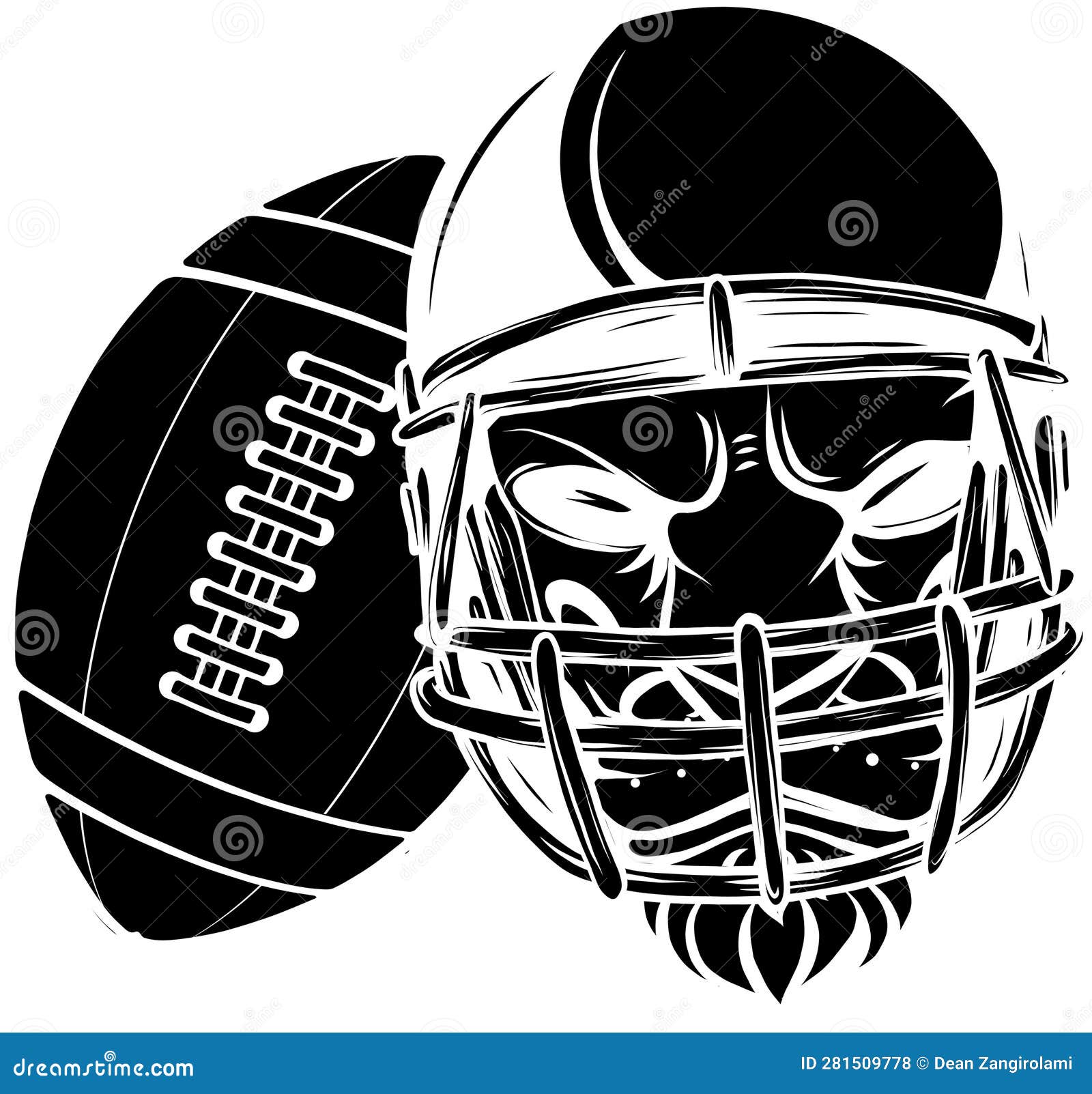Black Silhouette of Scribble Football Helmet and Ball Stock Vector ...