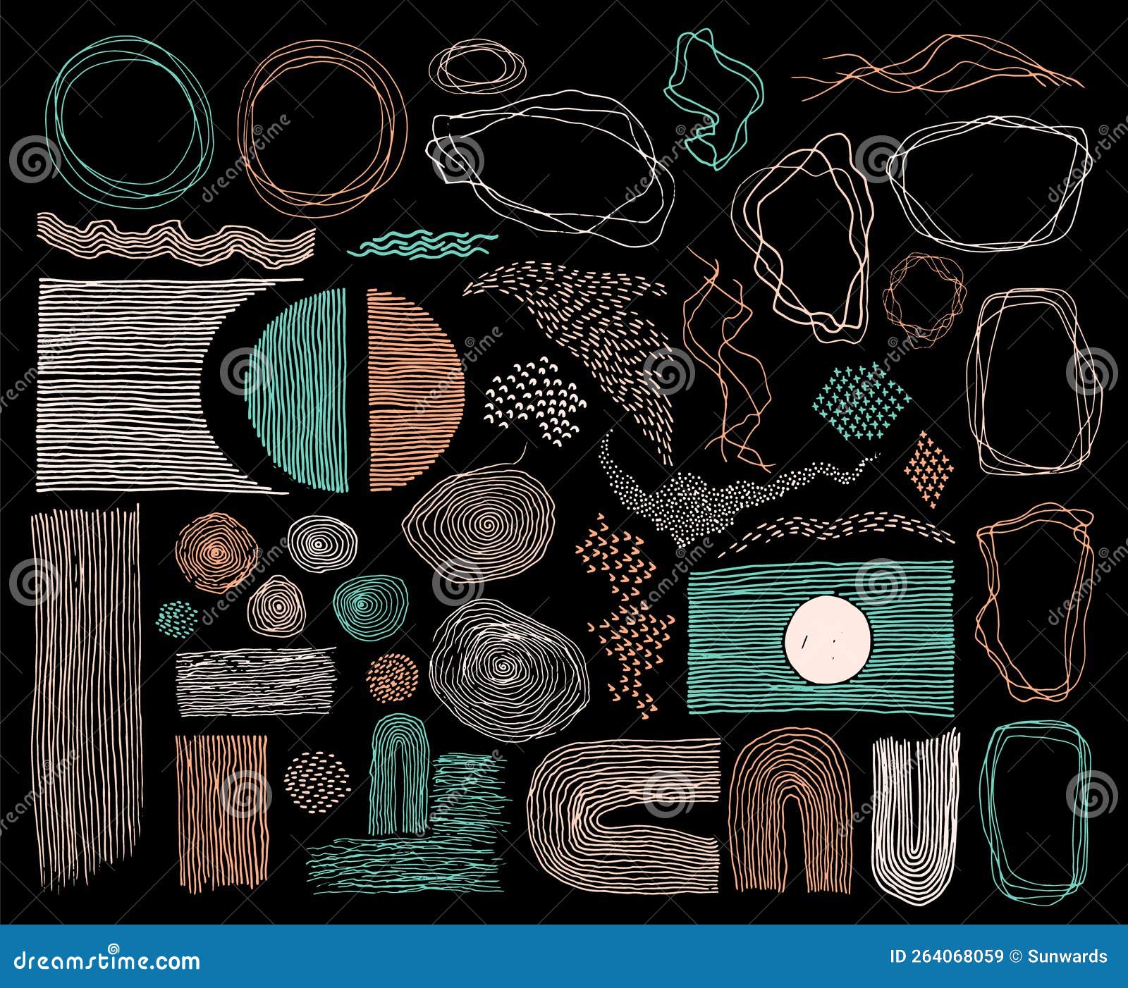 Scribble Frames, Lines and Dots Texture Backgrounds Vector Collection ...