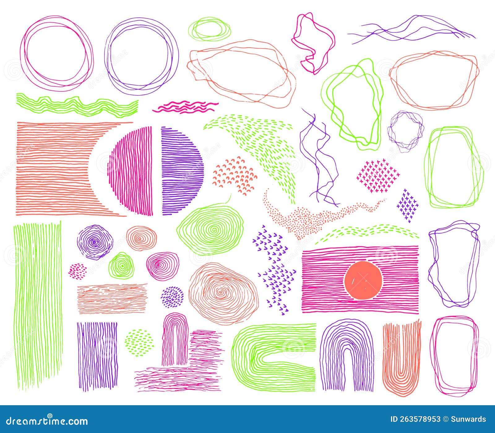 Scribble Frames, Lines and Dots Texture Backgrounds Vector Collection ...