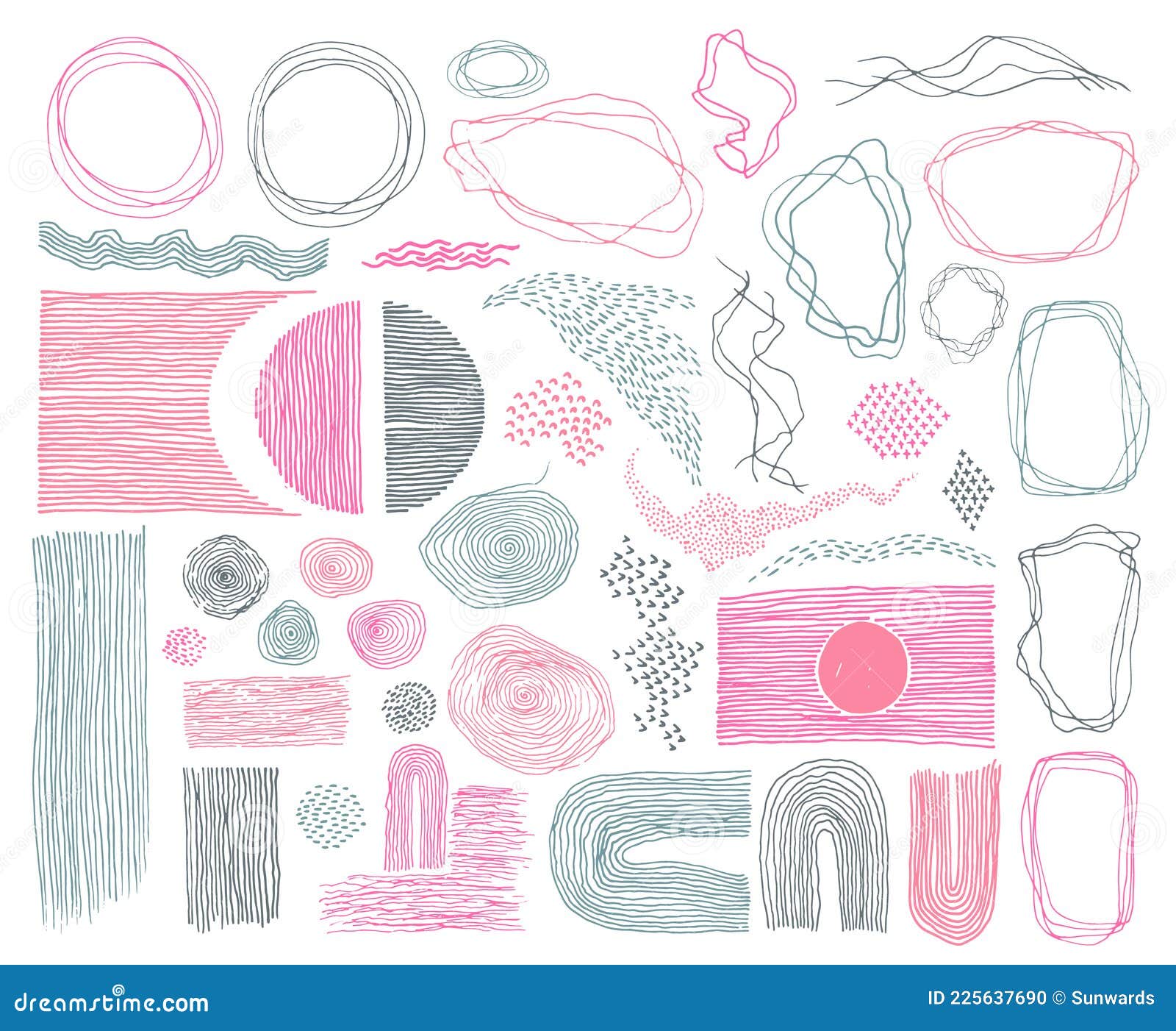 Scribble Frames, Lines and Dots Texture Backgrounds Vector Collection ...