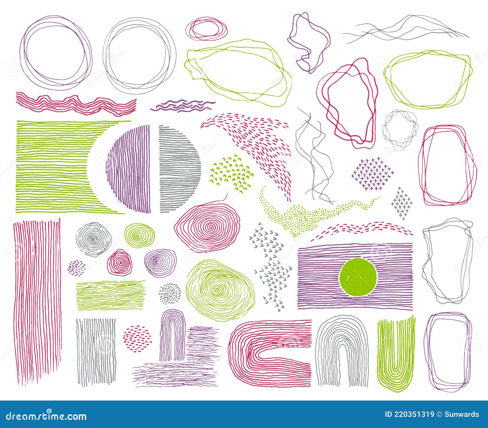 Scribble Frames, Lines and Dots Texture Backgrounds Vector Collection ...