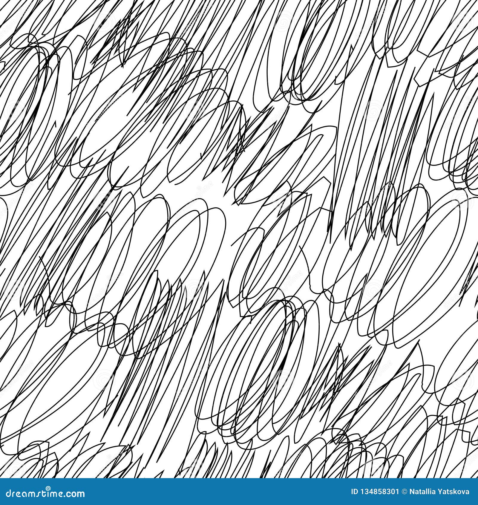 Scribble Hand Drawn Seamless Pattern Black Line Stock Vector ...