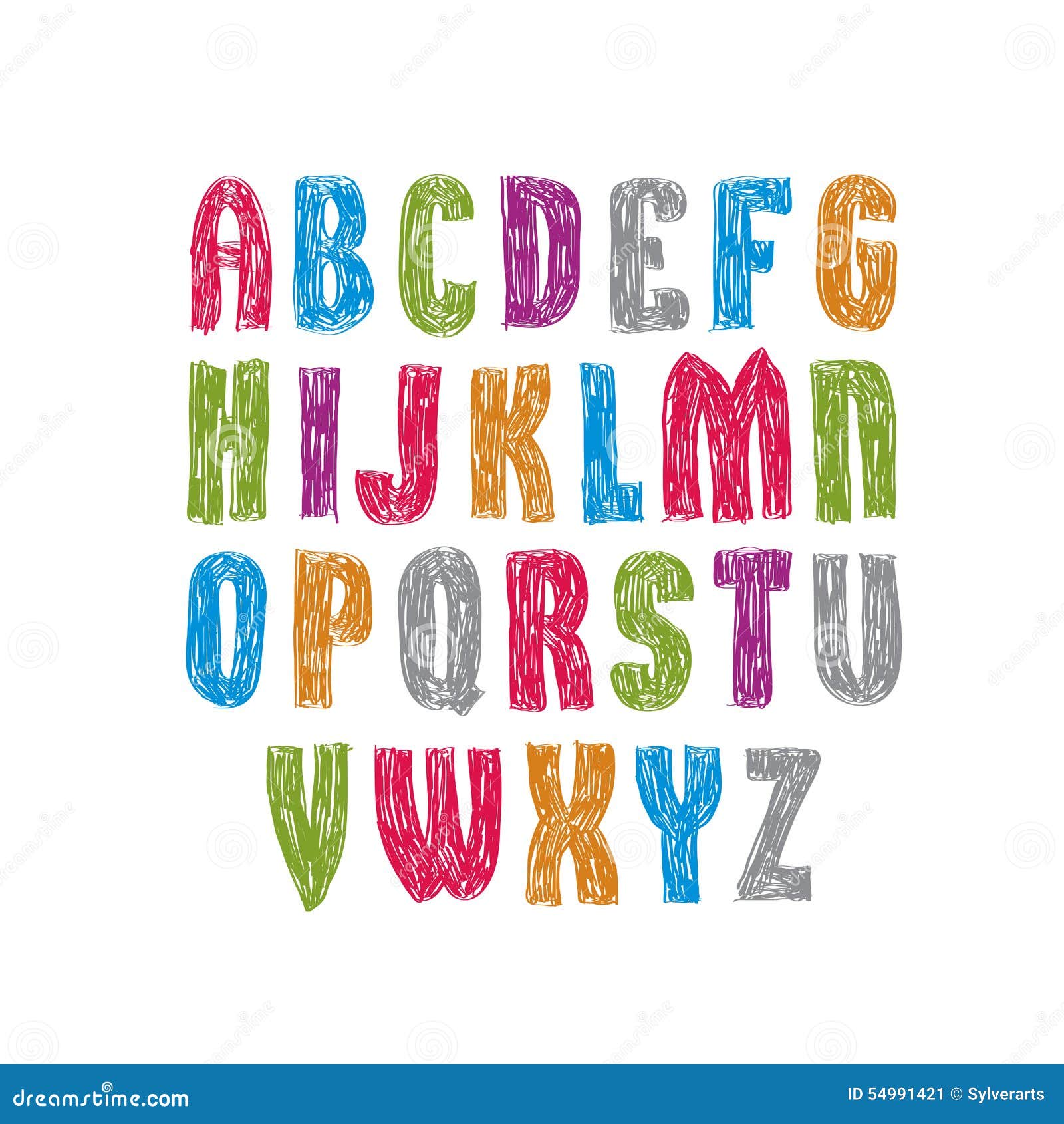 Scribble Handwritten Font, Vector Fresh Brushed Alphabet. Stock Vector ...
