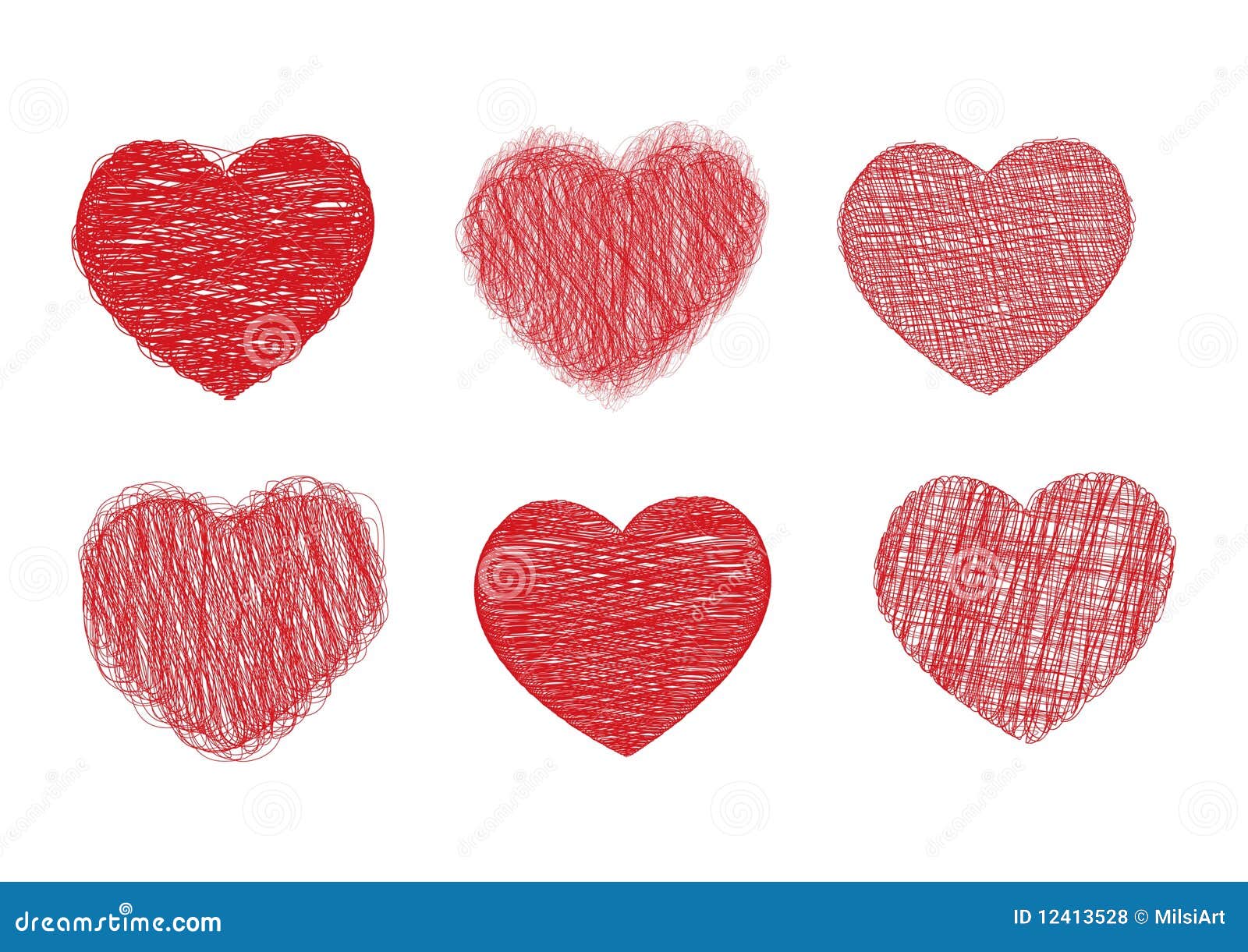 Scribble hearts stock vector. Illustration of symbol - 12413528
