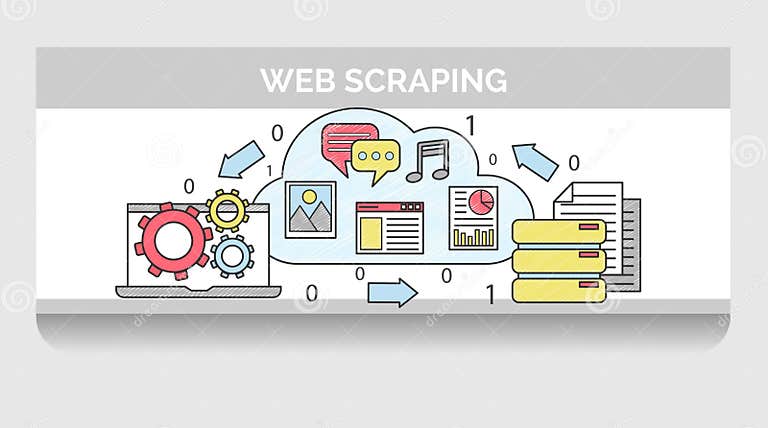 Scribble Illustration for Web Scrapping Process Sequence Stock Vector ...