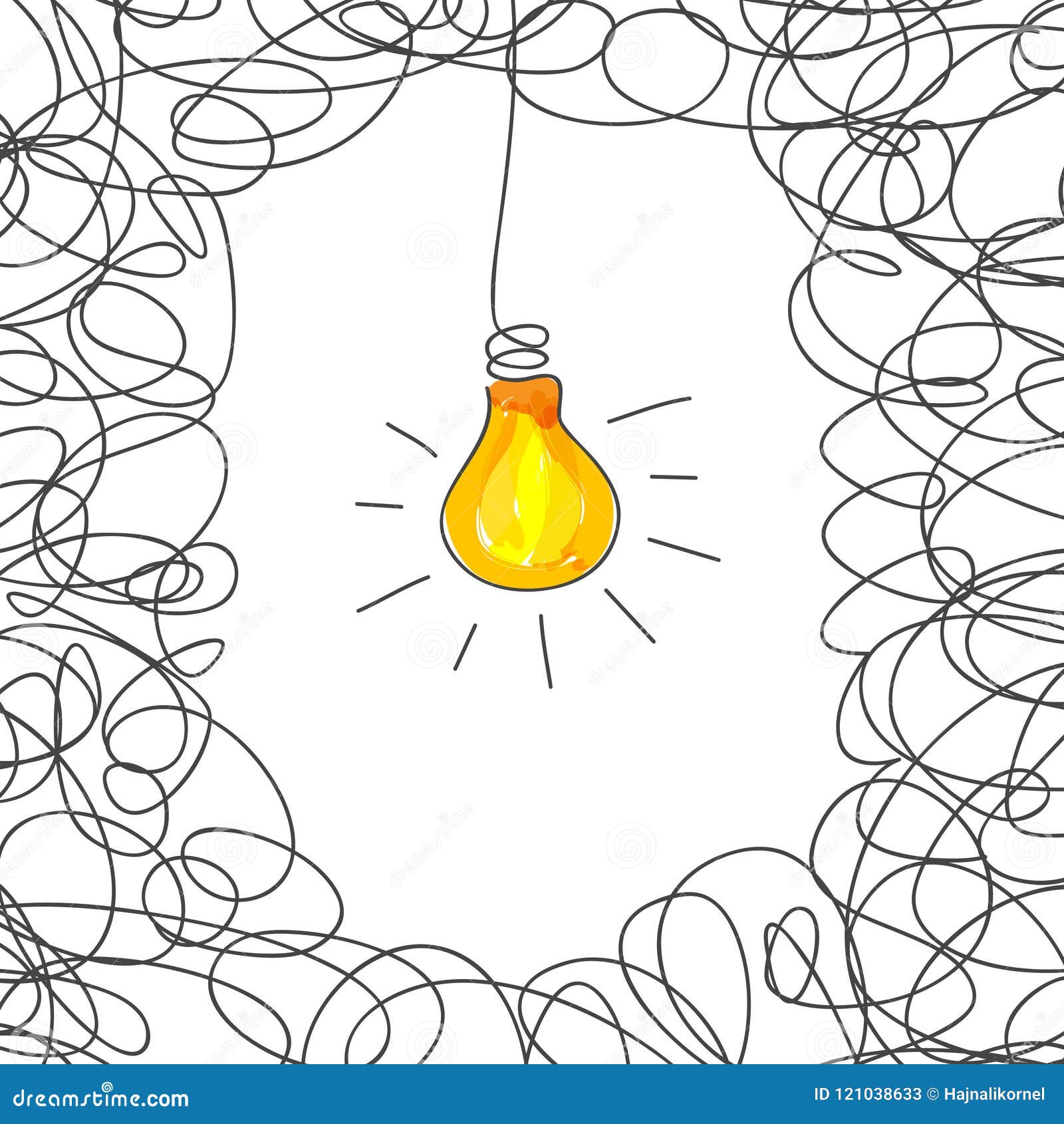 Scribble with Lightbulb As Idea Concept Stock Vector - Illustration of ...