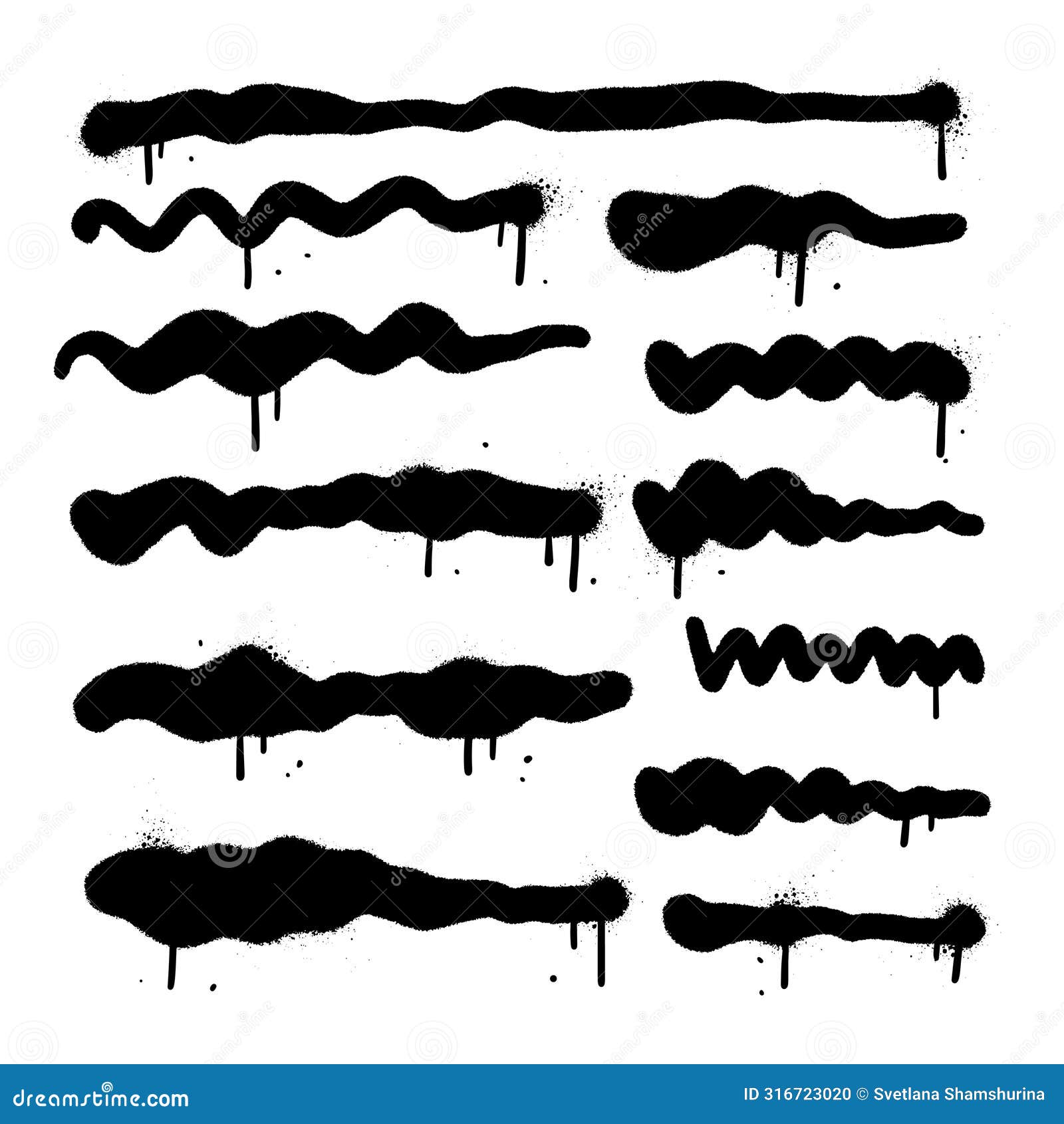 Scribble Line Set, Vector Graffiti Doodle Strokes. Sprayed Squiggle ...