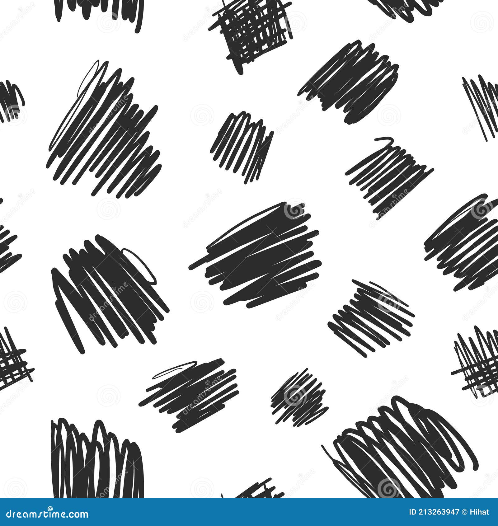 Scribble Lines Hand Drawn Seamless Vector Pattern. Stock Vector ...