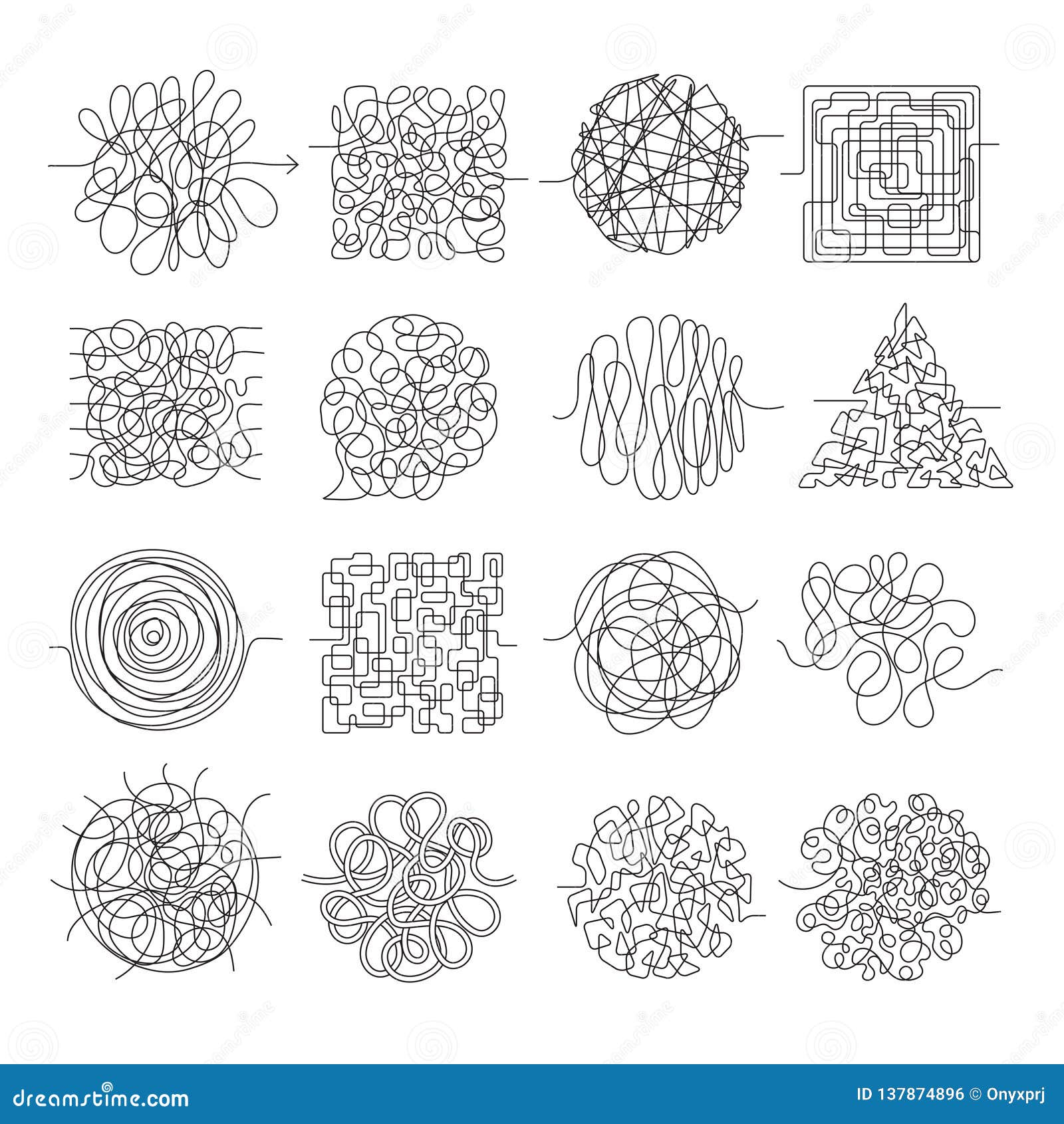 Scribble Lines. Wire Mess Chaos Threading Vector Shapes Isolated Stock ...