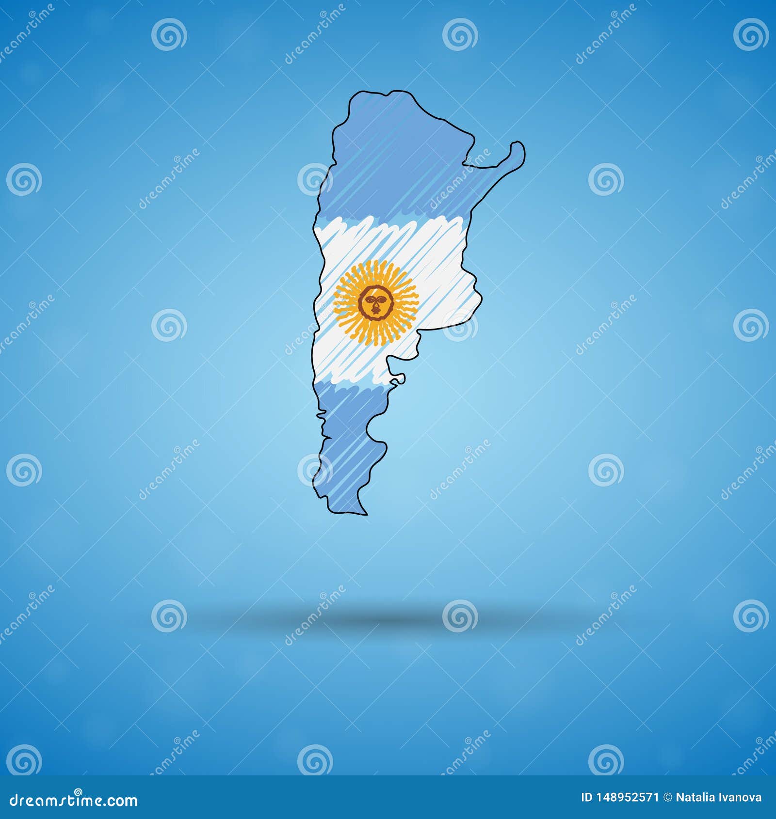 Scribble Map of Argentina. Sketch Country Map for Infographic, Brochures and Presentations ...