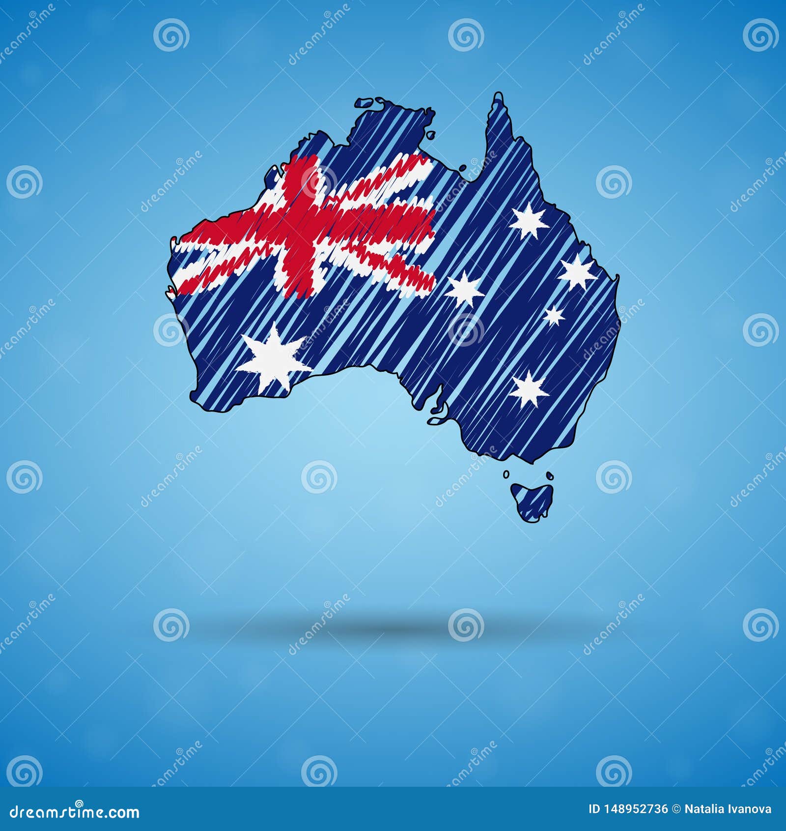 Scribble Map Of Australia. Sketch Country Map For Infographic, Brochures And Presentations ...