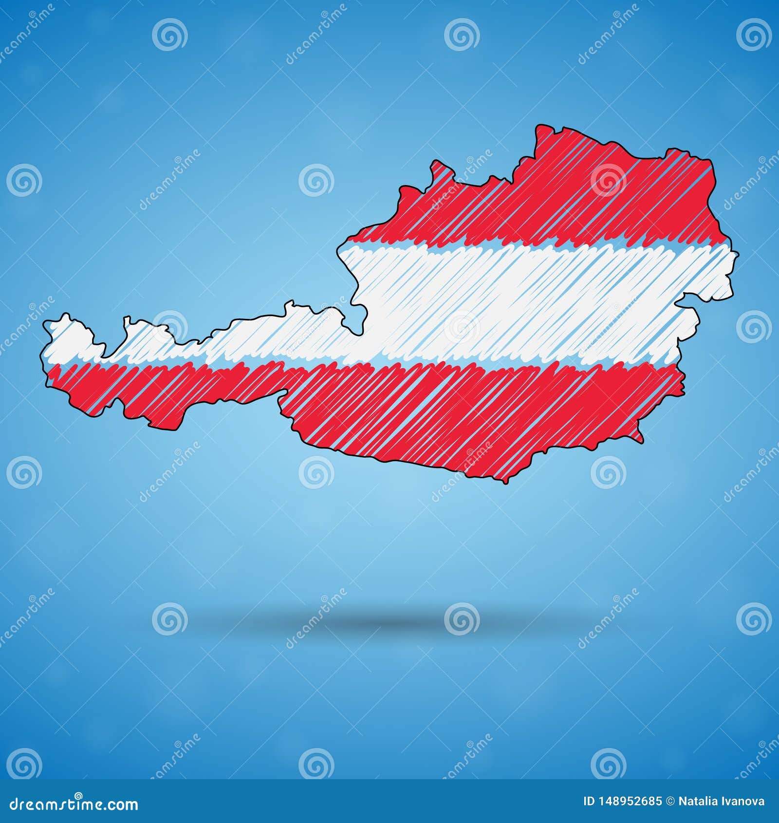 Scribble Map of Austria. Sketch Country Map for Infographic, Brochures ...