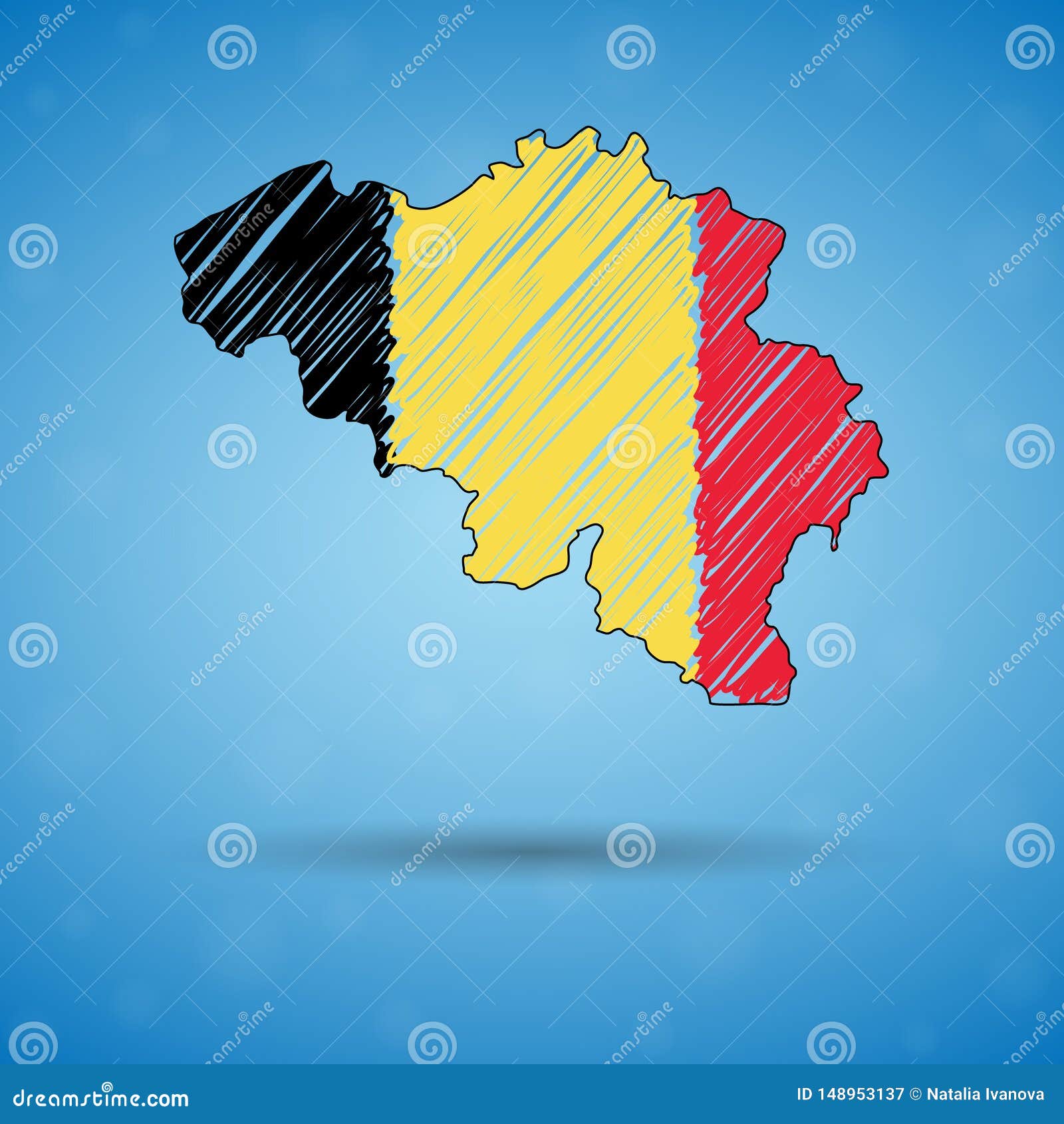 Scribble Map Of Belgium. Sketch Country Map For Infographic, Brochures ...