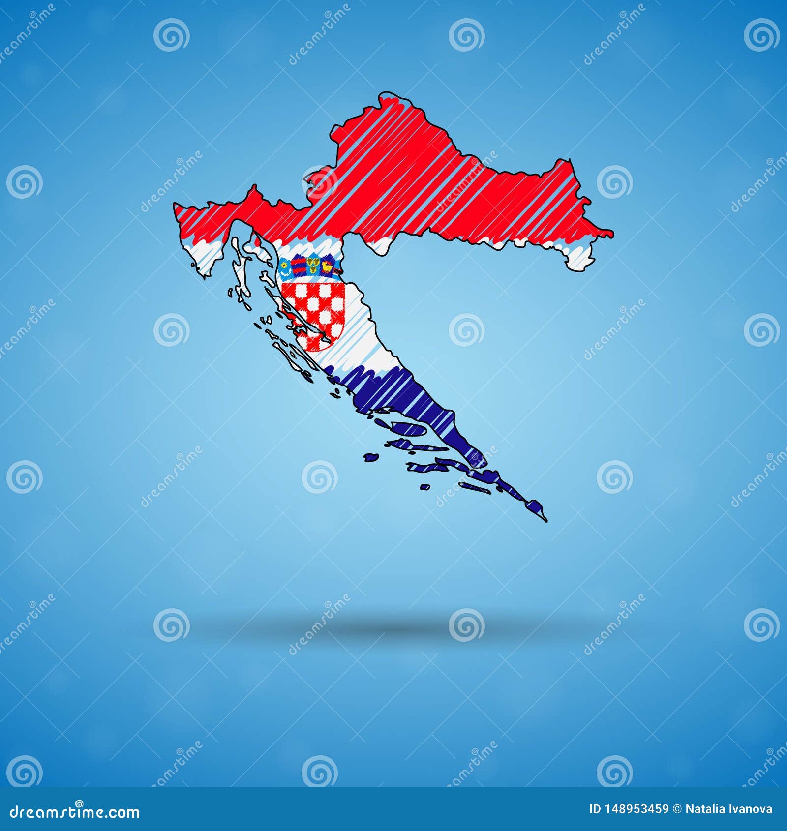Scribble Map of Croatia. Sketch Country Map for Infographic, Brochures ...