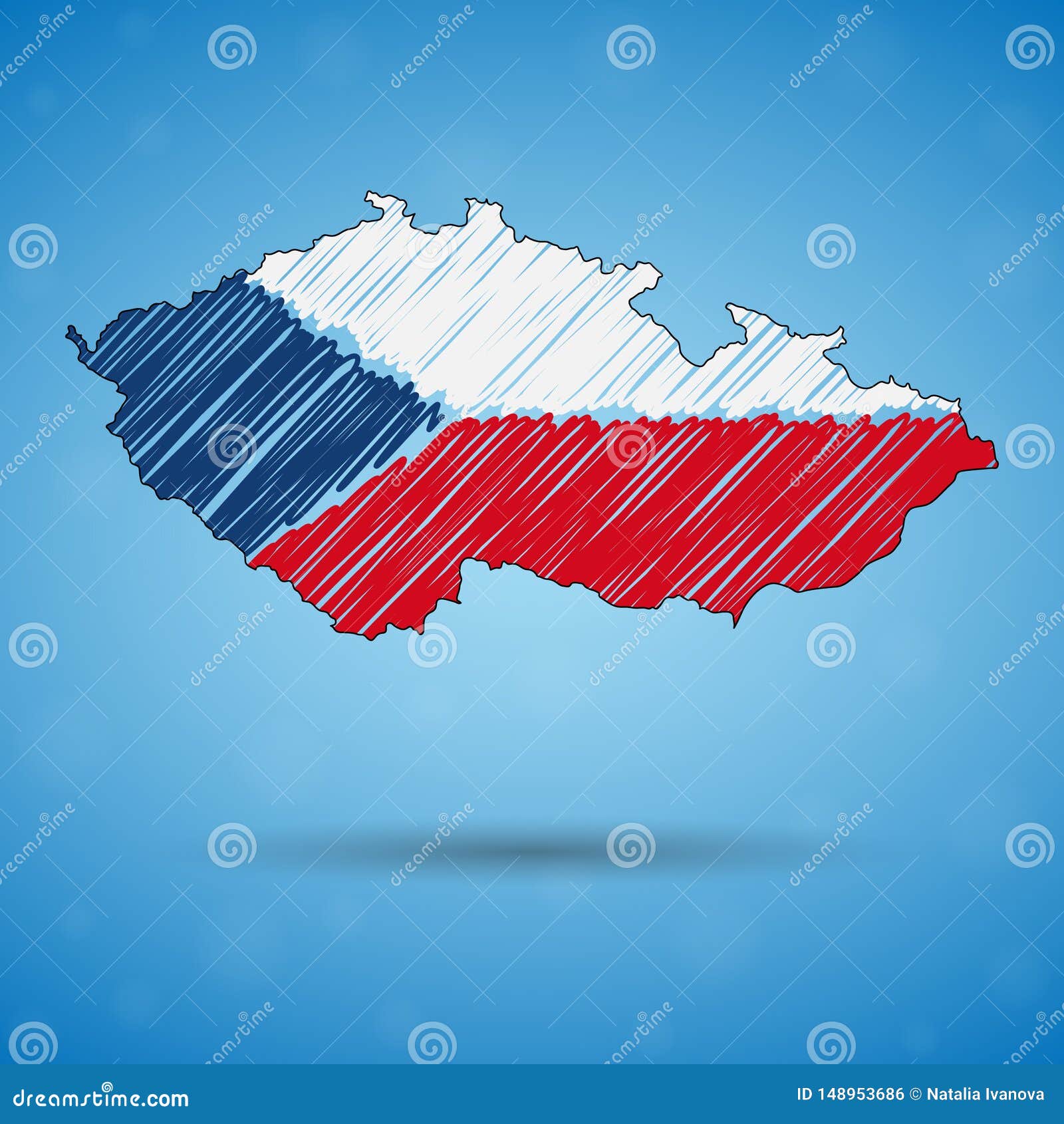 Scribble Map of Czech Republic. Sketch Country Map for Infographic ...