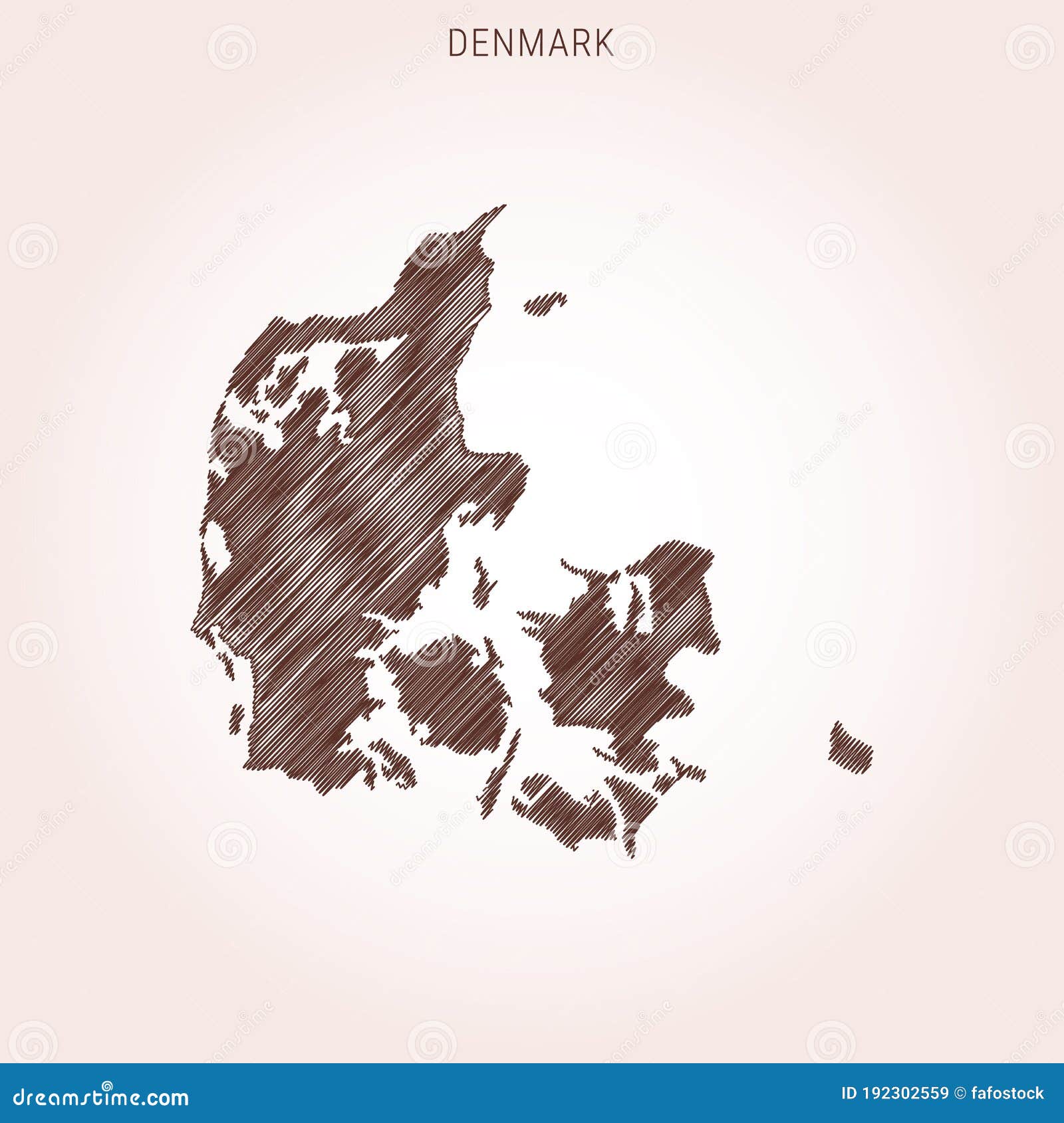 Scribble Map of Denmark Design Template. Stock Vector - Illustration of ...