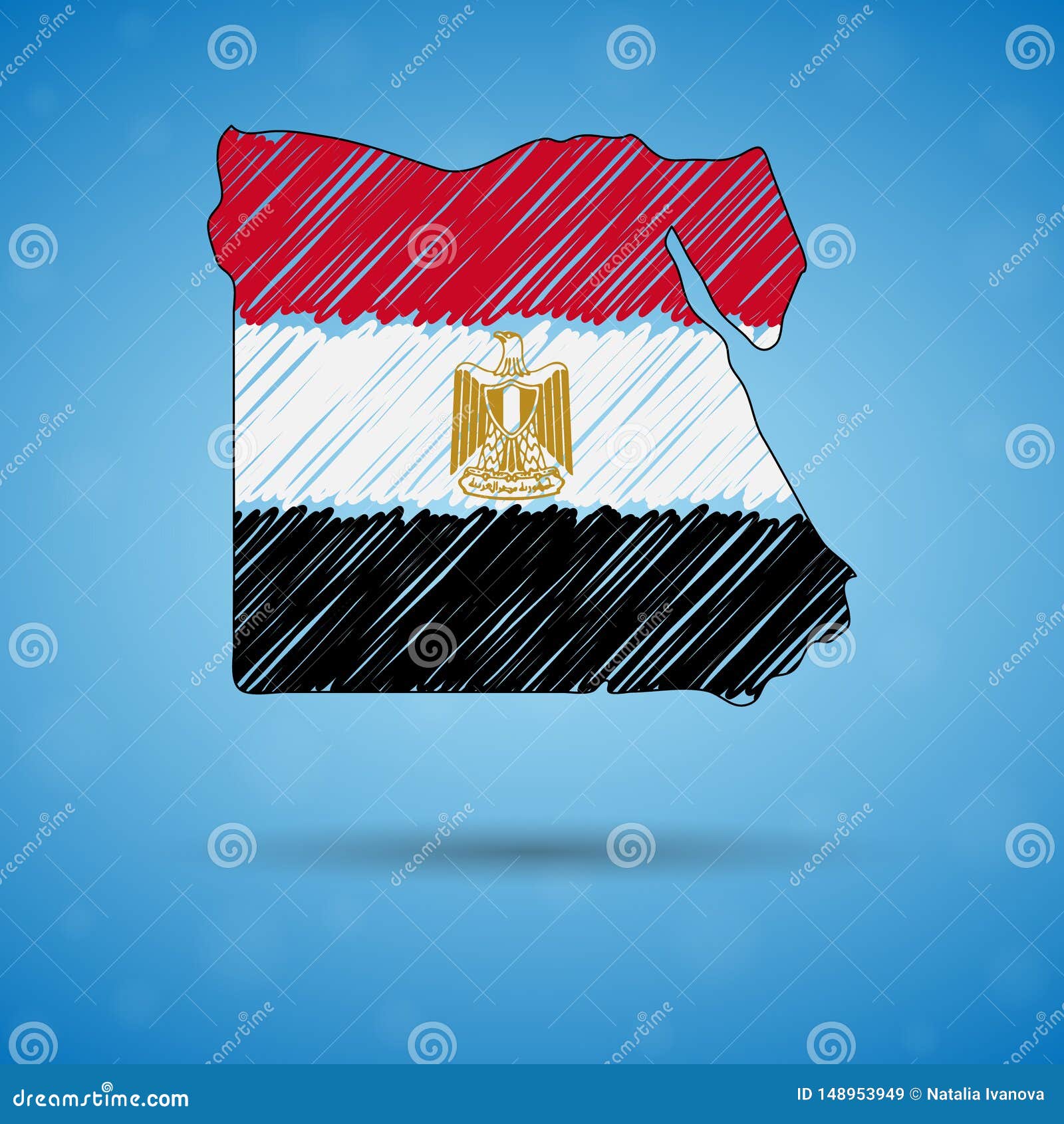 Scribble Map of Egypt. Sketch Country Map for Infographic, Brochures and Presentations, Stylized ...