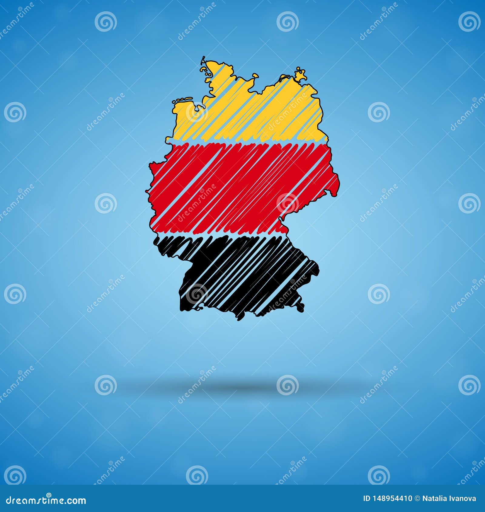 Scribble Map of Germany. Sketch Country Map for Infographic, Brochures ...