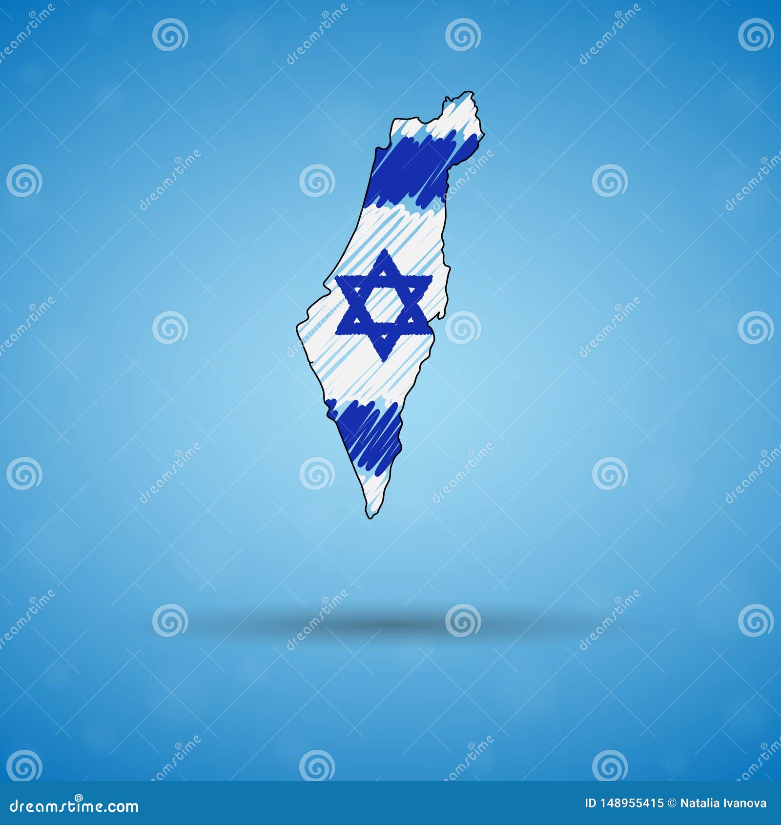 Scribble Map of Israel. Sketch Country Map for Infographic, Brochures ...