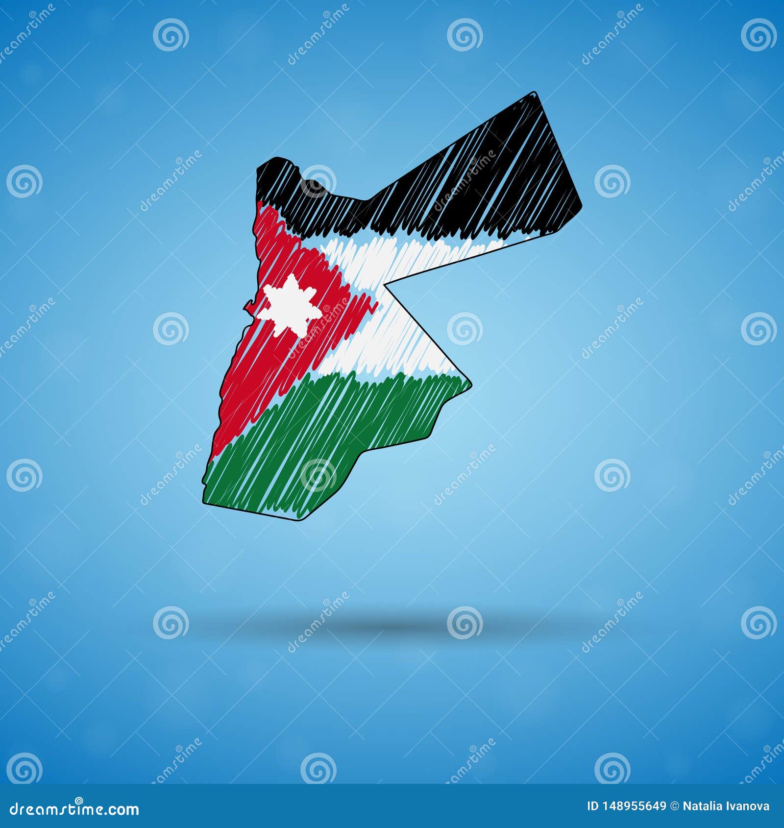 Scribble Map Of Jordan. Sketch Country Map For Infographic, Brochures ...