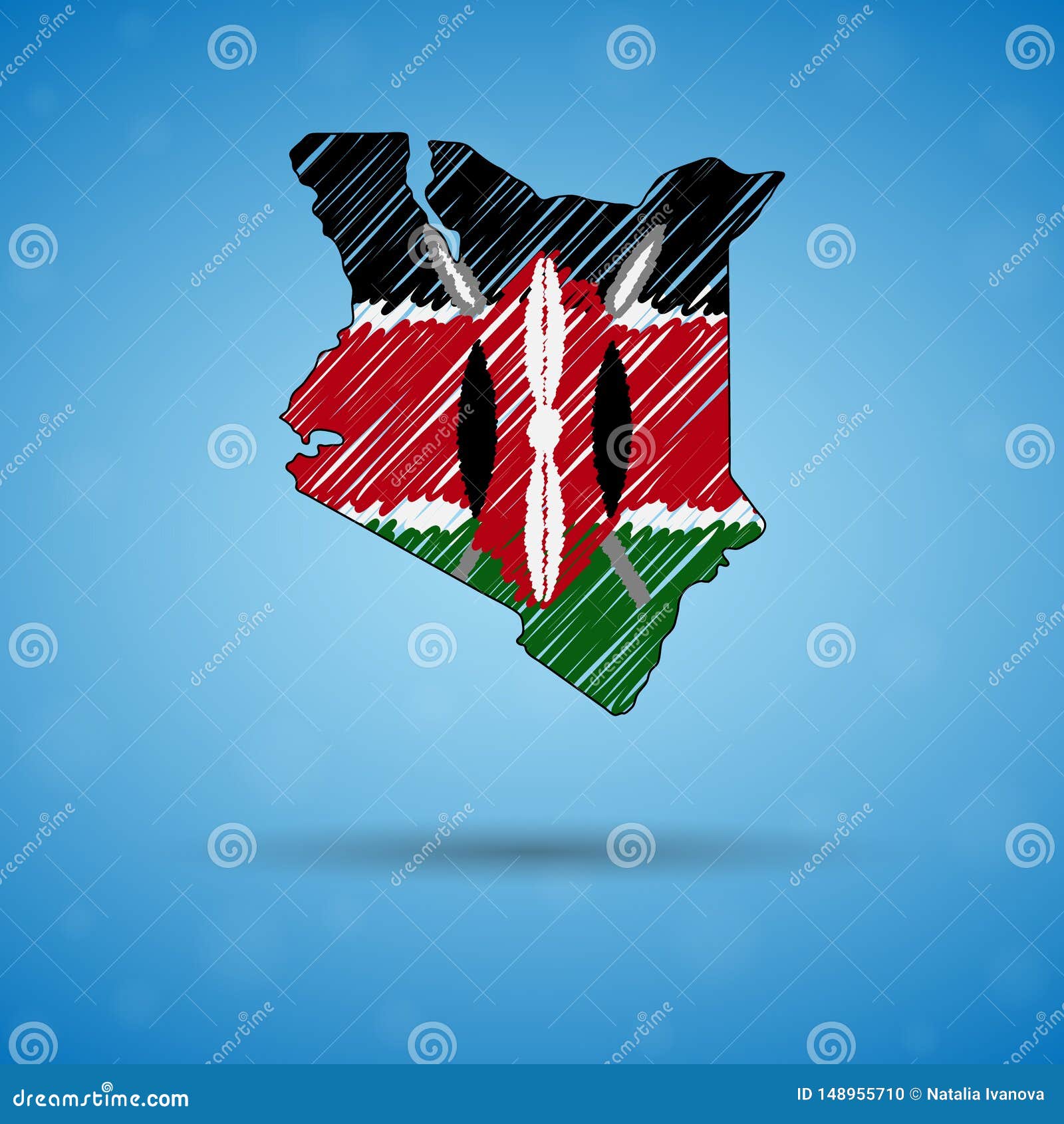 Scribble Map of Kenya. Sketch Country Map for Infographic, Brochures ...