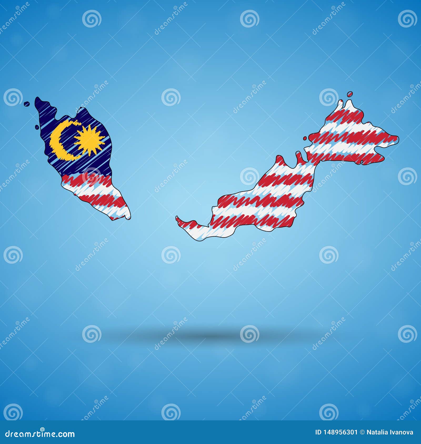 Scribble Map of Malaysia. Sketch Country Map for Infographic, Brochures and Presentations ...