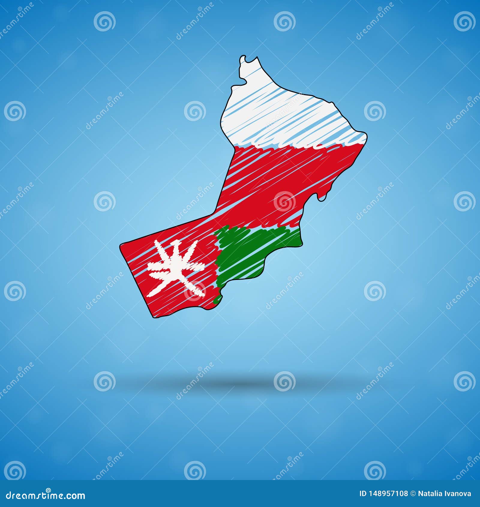 Scribble Map of Oman. Sketch Country Map for Infographic, Brochures and ...