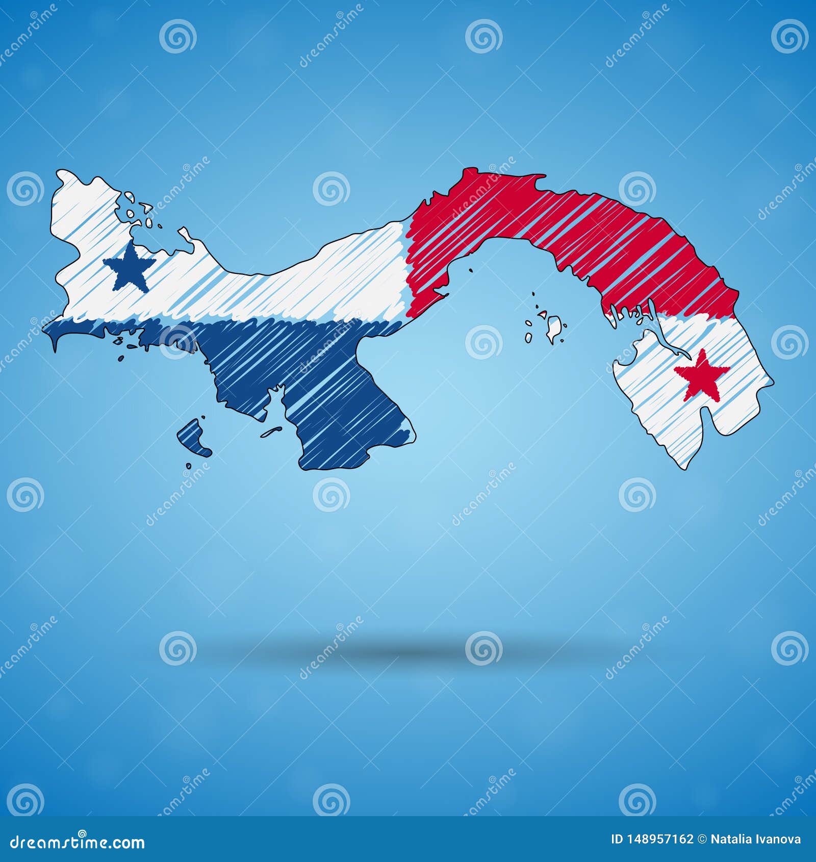 Scribble Map Of Panama. Sketch Country Map For Infographic, Brochures ...