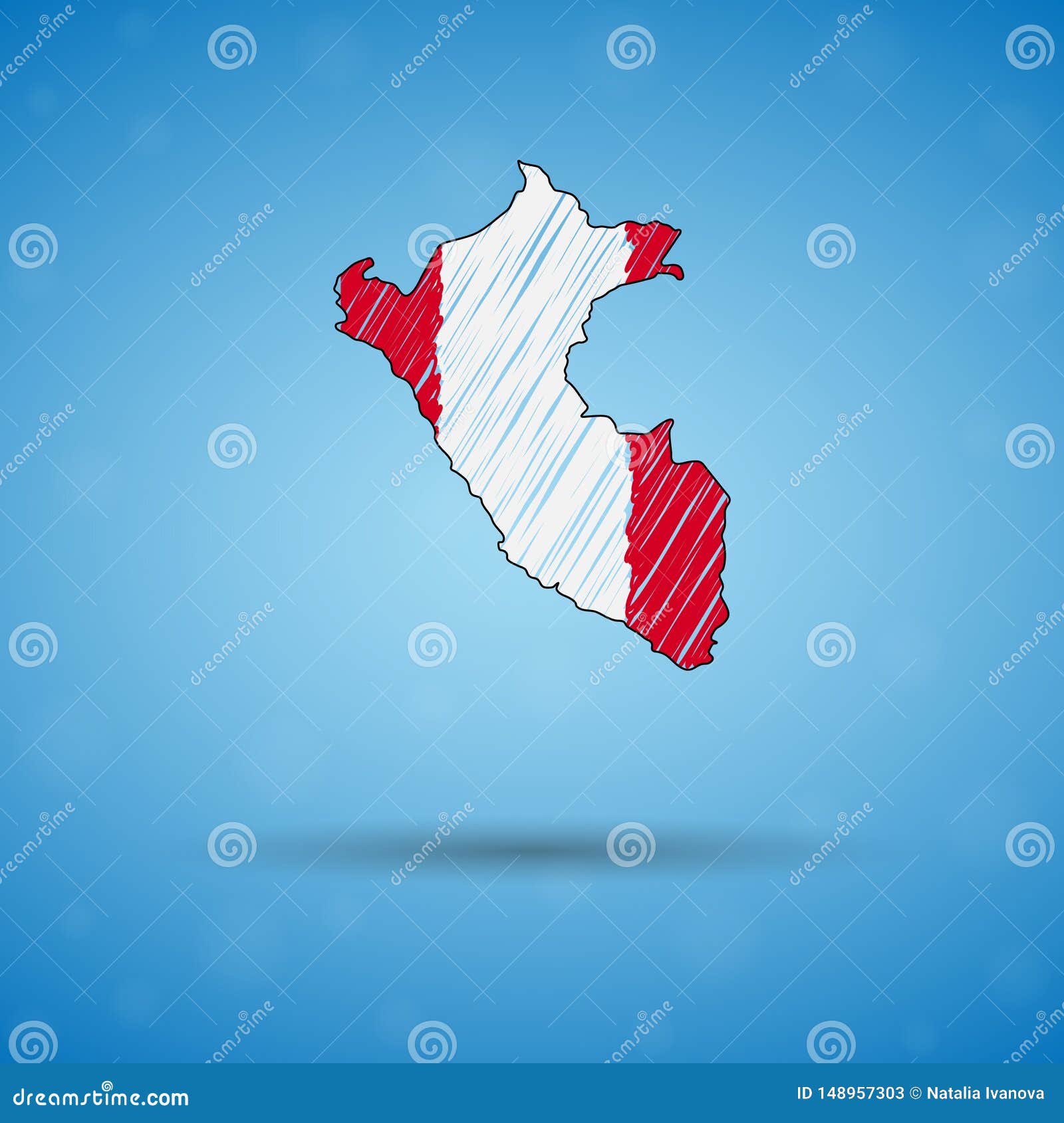 Scribble Map Of Peru. Sketch Country Map For Infographic, Brochures And ...