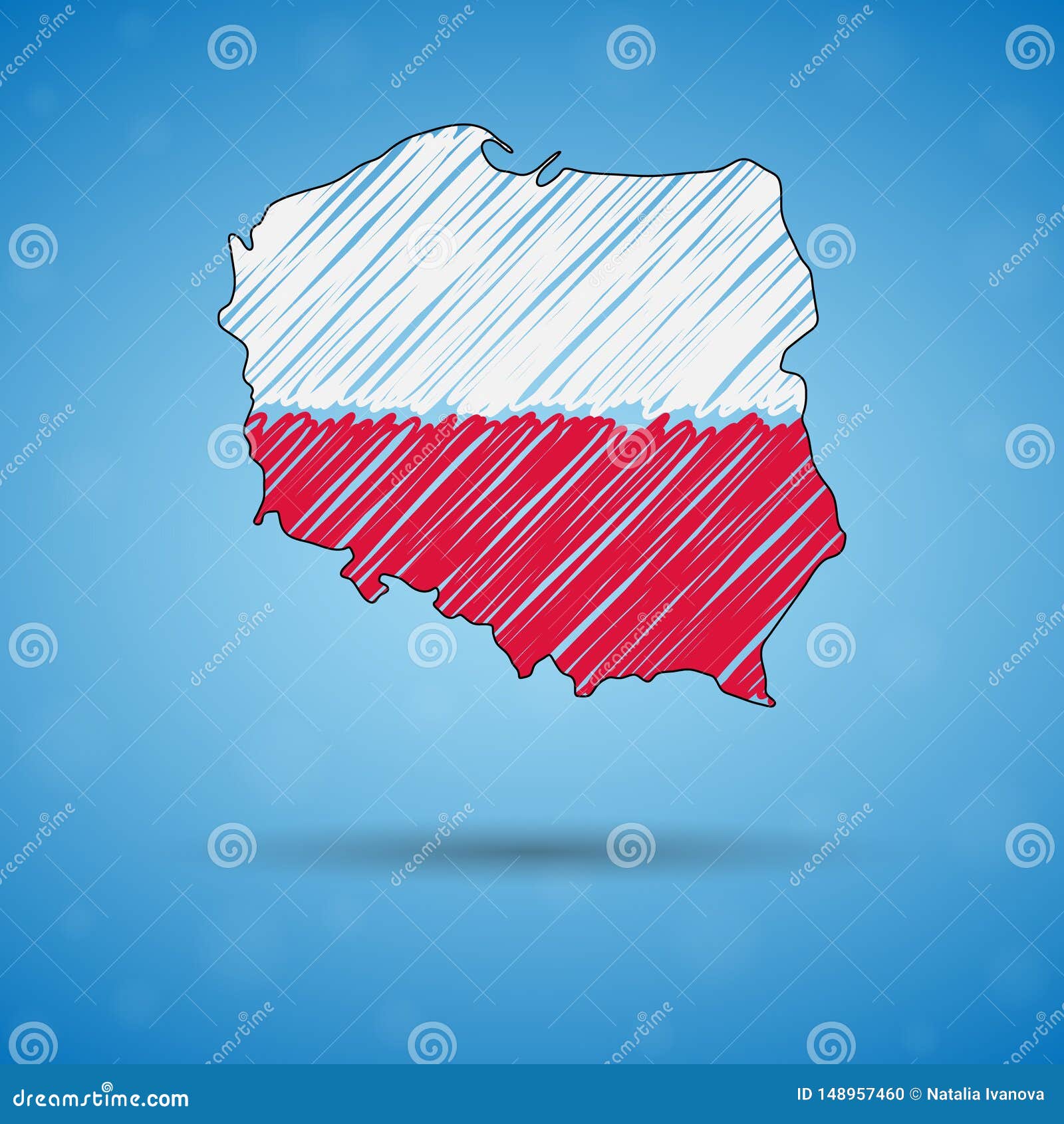 Scribble Map of Poland. Sketch Country Map for Infographic, Brochures and Presentations ...