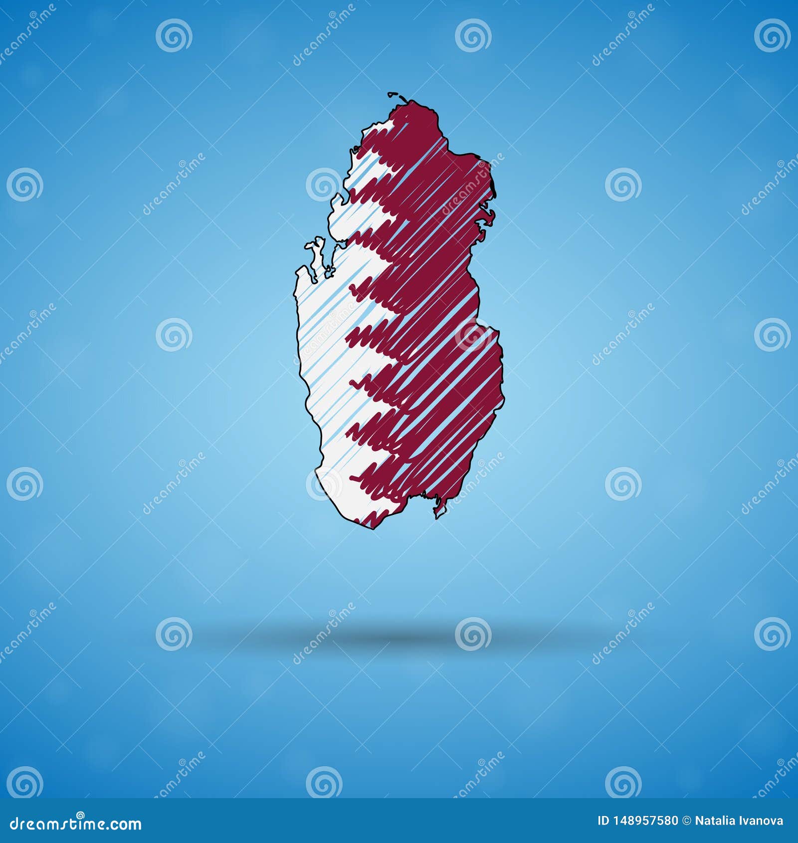 Scribble Map of Qatar. Sketch Country Map for Infographic, Brochures ...