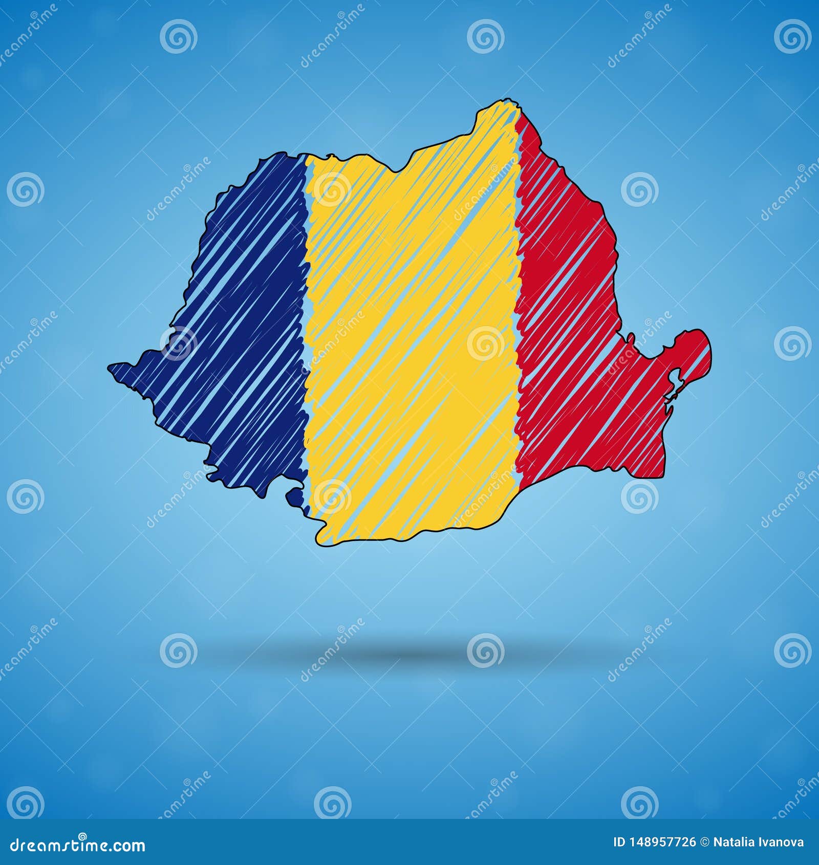 Scribble Map of Romania. Sketch Country Map for Infographic, Brochures ...