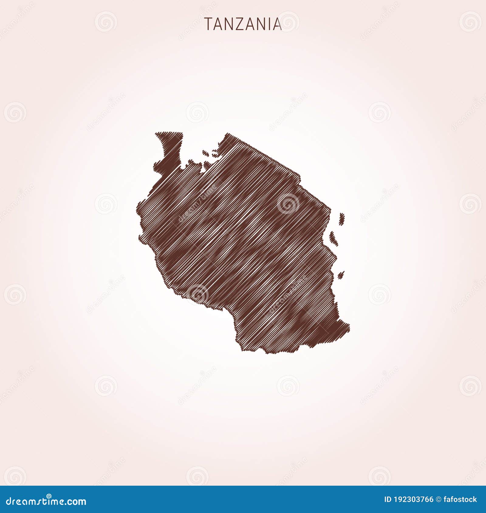 Tanzania Vector Map With Border Lines Of Regions Using Gray Color On