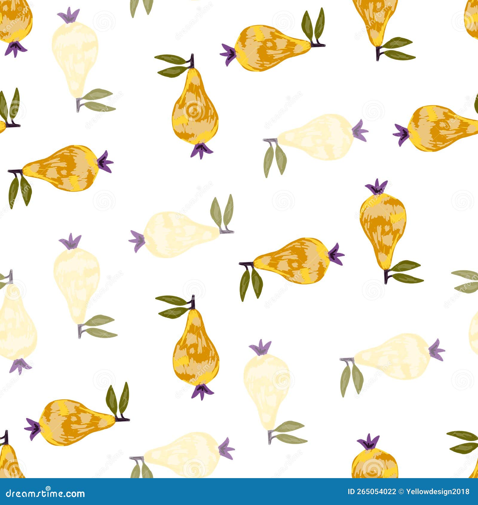 Scribble Pears Seamless Pattern. Hand Drawn Fruits Botanical Backdrop ...
