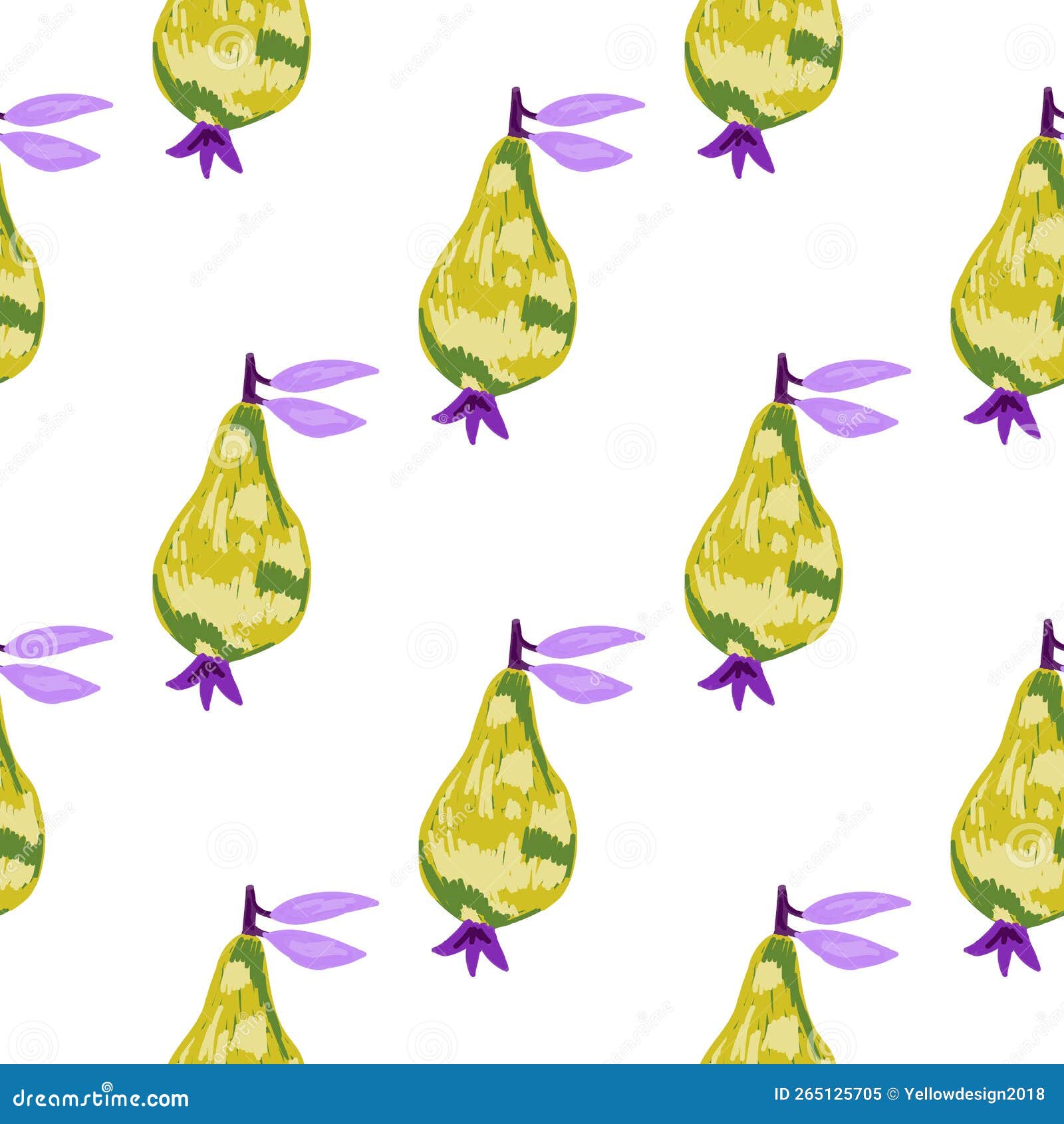 Scribble Pears Seamless Pattern. Hand Drawn Fruits Botanical Backdrop ...