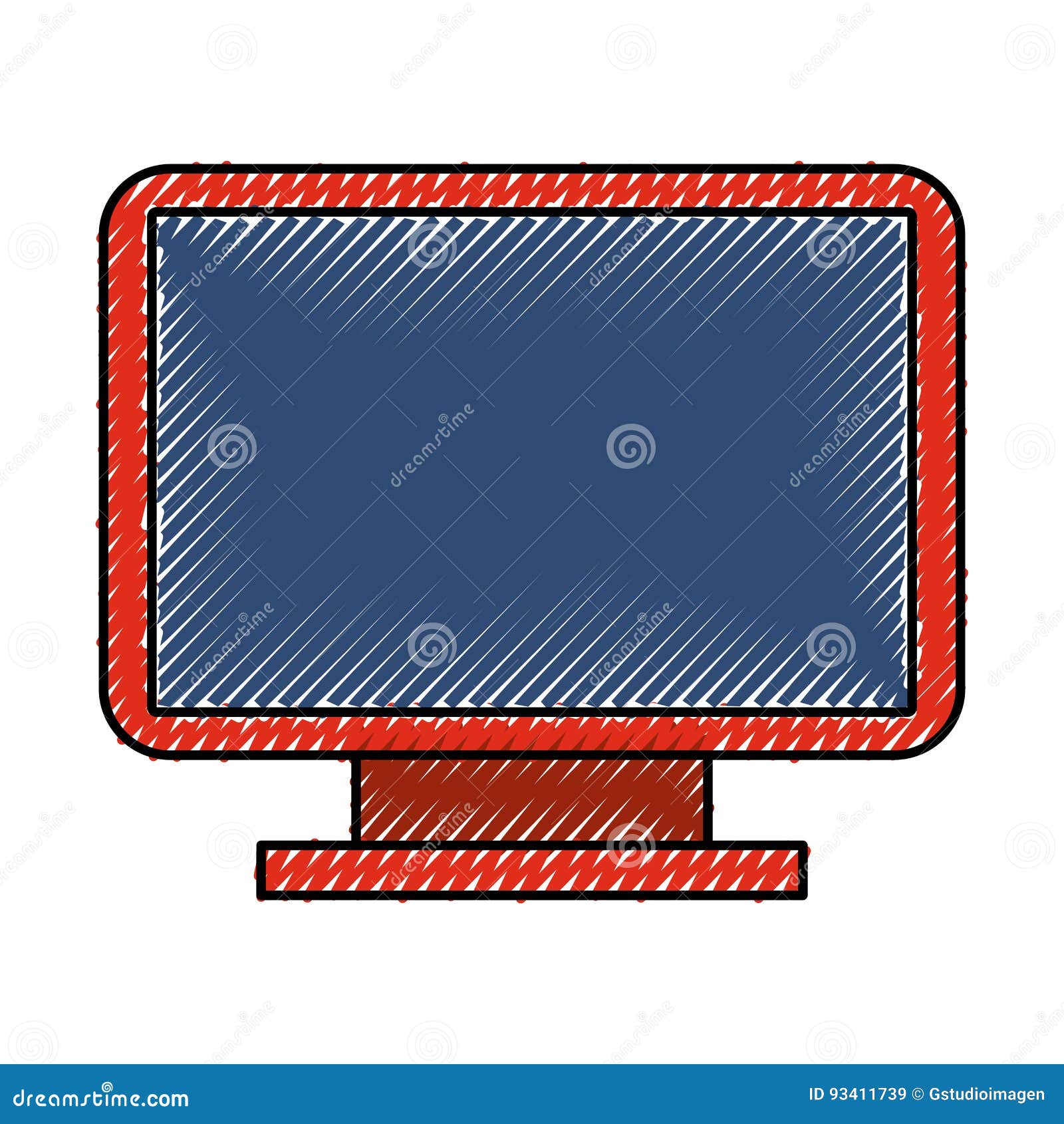 Scribble screen cartoon stock vector. Illustration of equipment - 93411739