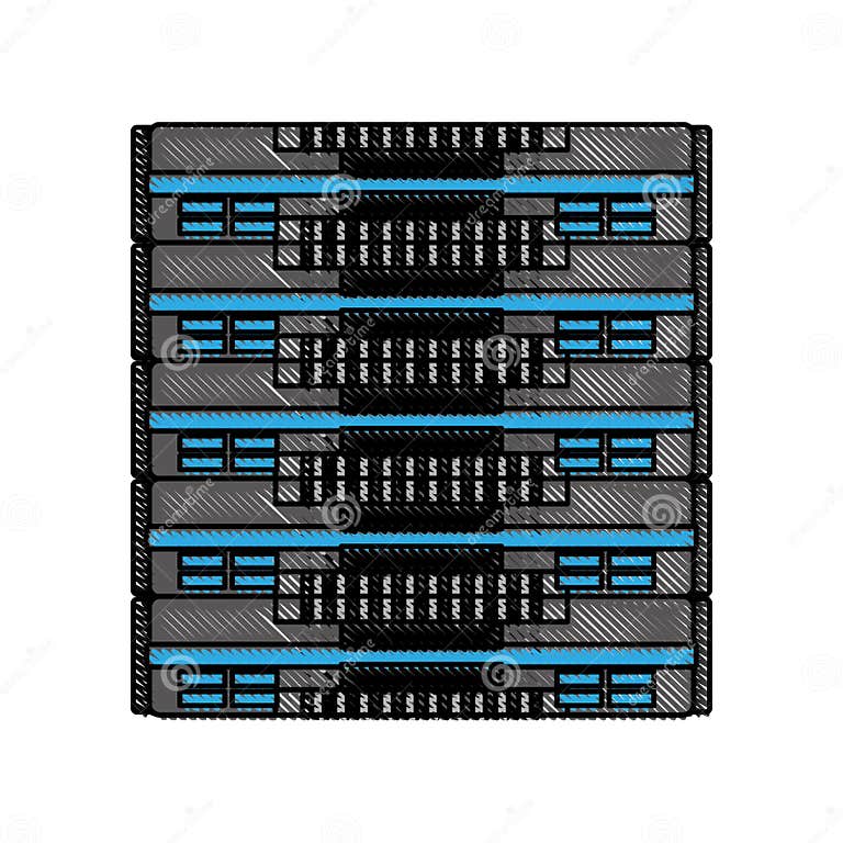 Scribble server cartoon stock vector. Illustration of render - 93411420