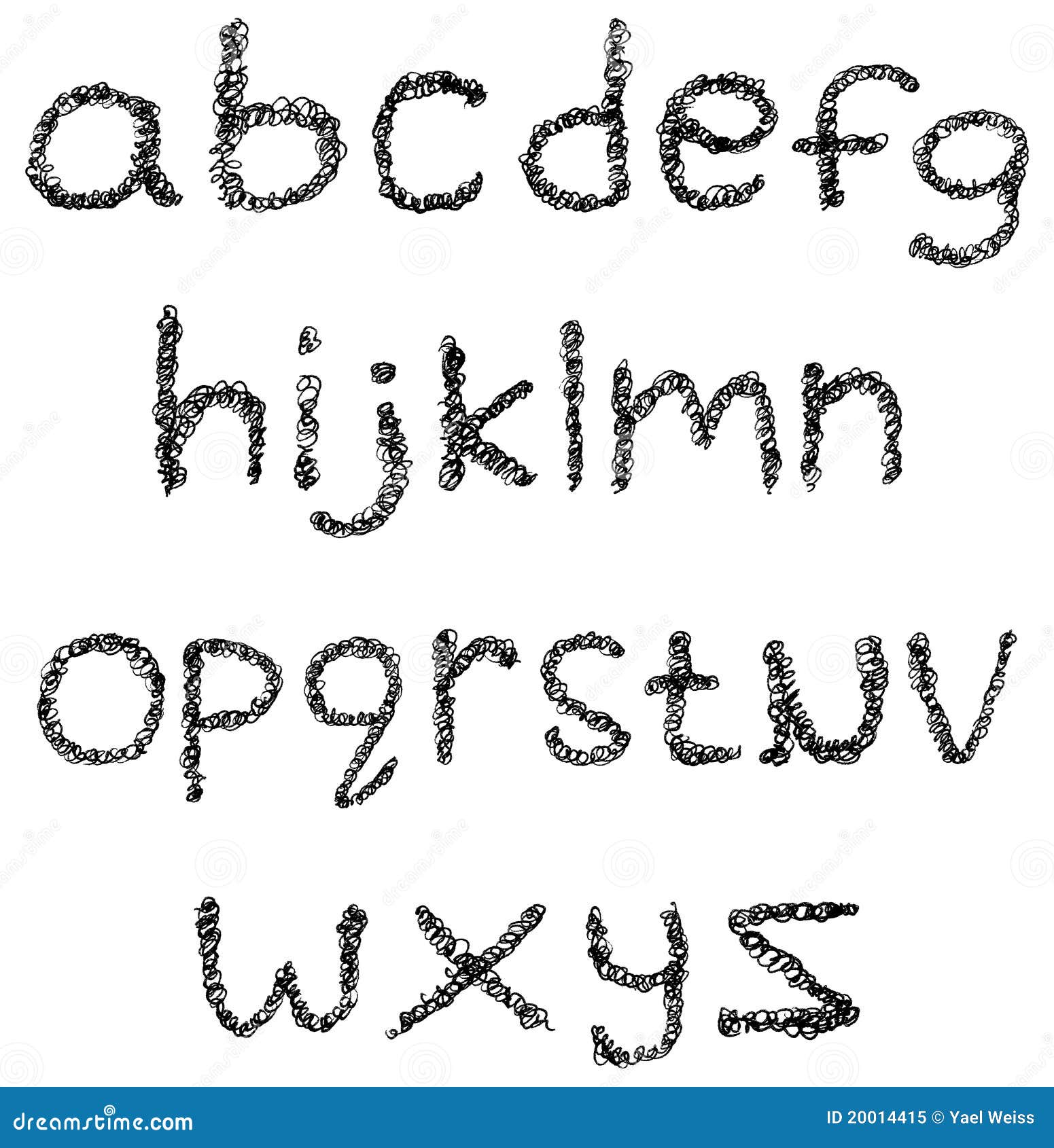 Scribble small alphabet stock vector. Illustration of mark - 20014415