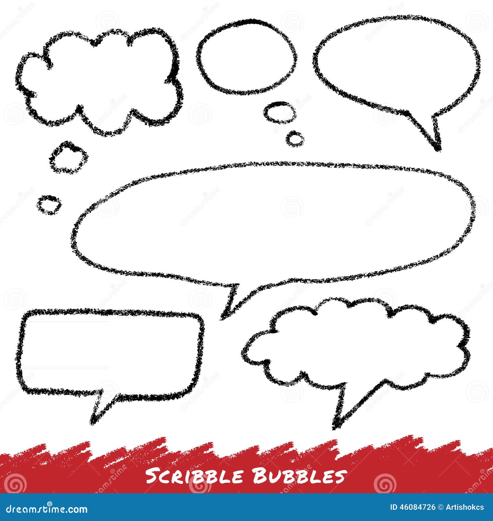 Scribble Speech and Thought Bubbles. Stock Vector - Illustration of ...