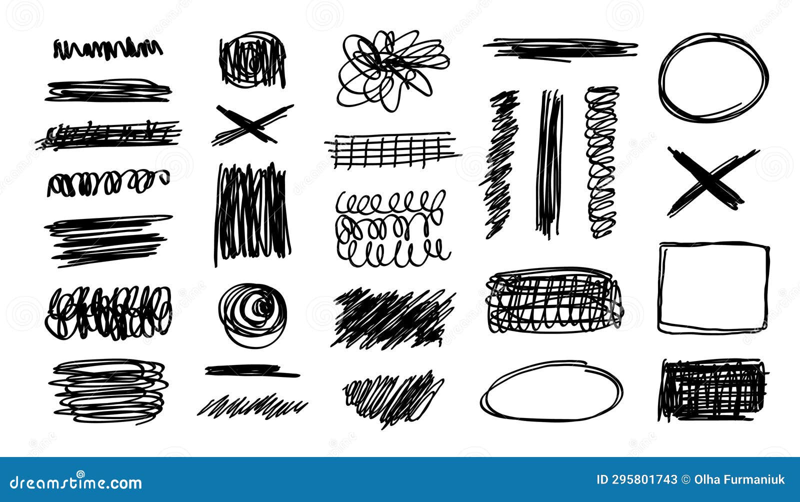 Scribble Stripes, Borders, Lines, Underlines, Emphasis Hand-drawn ...