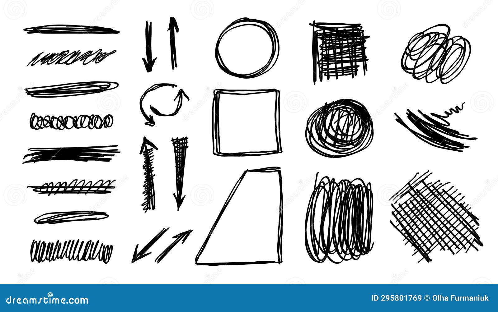 Scribble Stripes, Borders, Lines, Underlines, Emphasis Hand-drawn ...