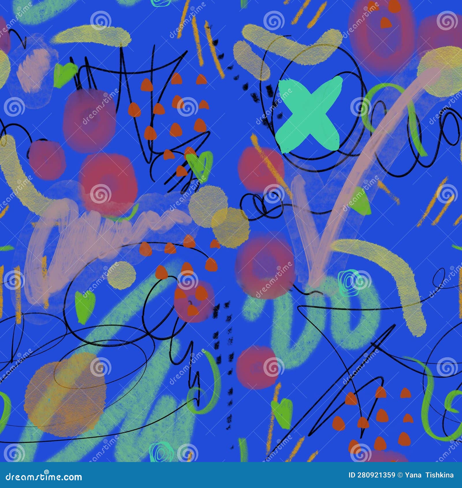 Scribble Stroke Blue Colors Abstract Funny Pattern Stock Illustration ...