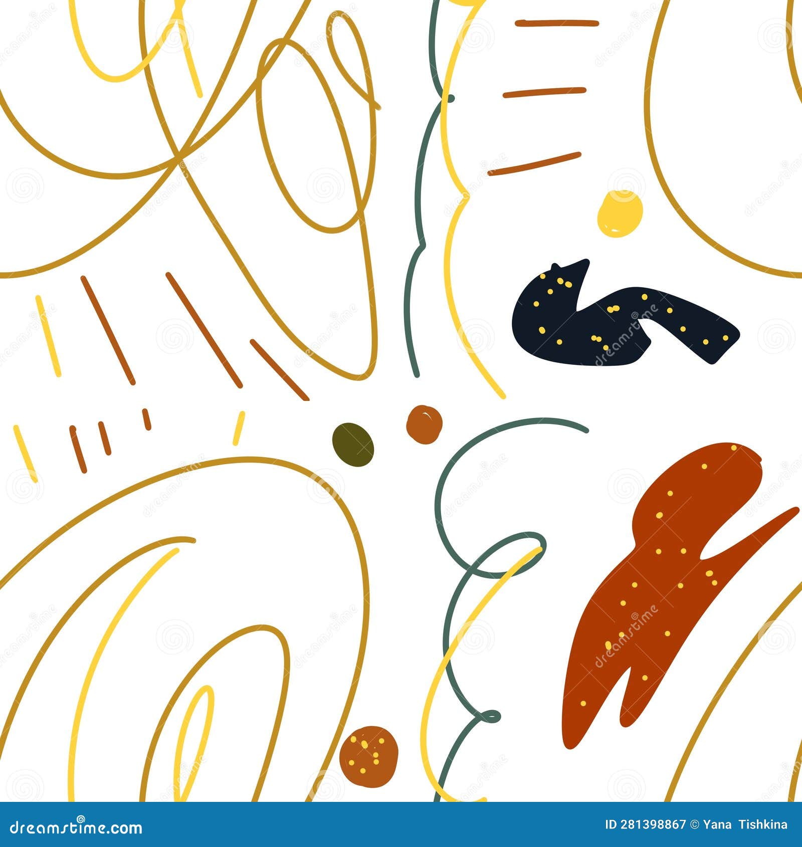 Scribble Stroke Red Blue Yellow Seamless Pattern Stock Illustration ...