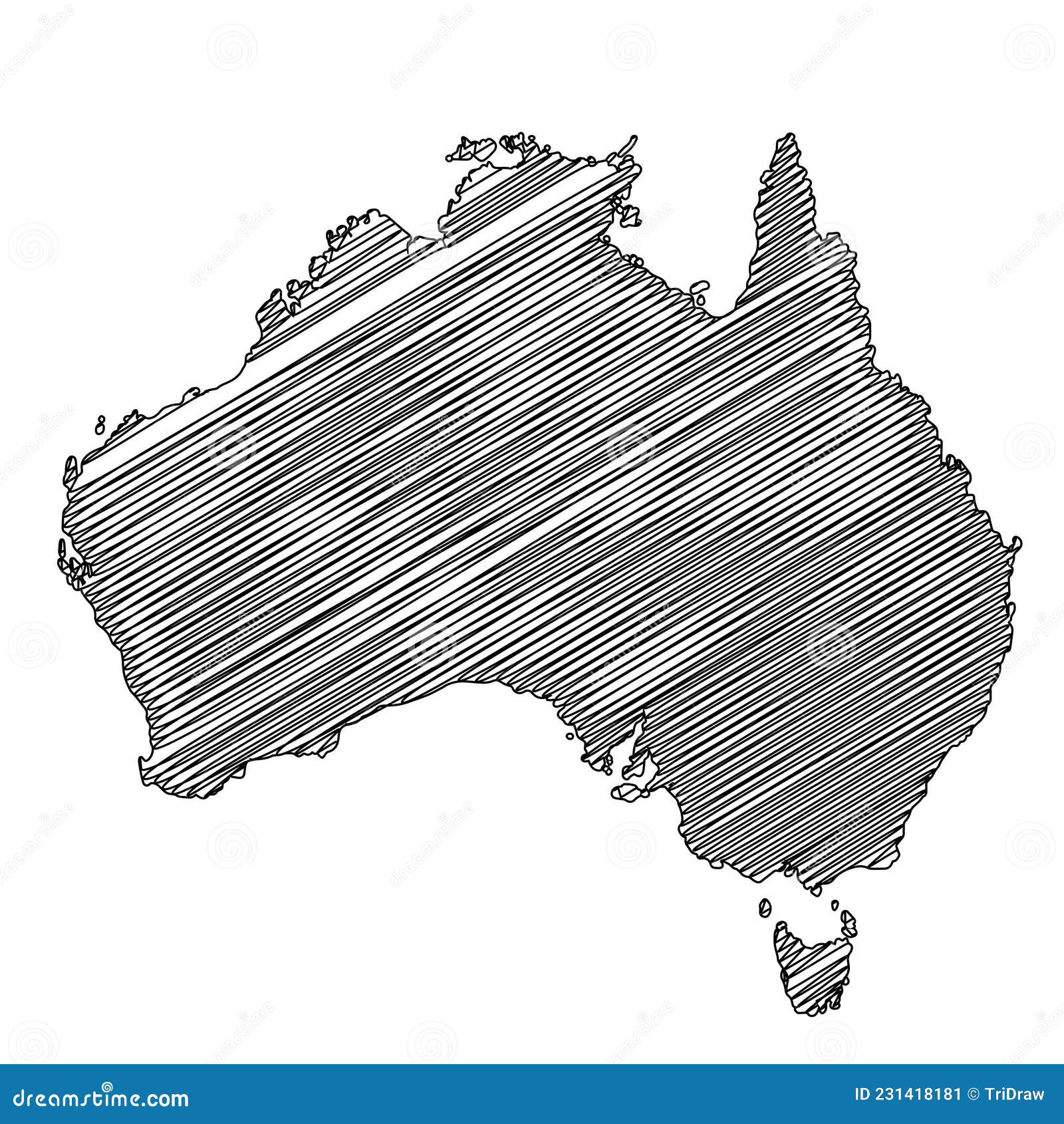 Scribble Style Australia Map Design Stock Vector - Illustration of state, queensland: 231418181