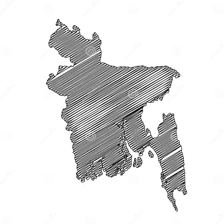 Scribble Style Bangladesh Map Design Stock Vector - Illustration of border, isolated: 231417952
