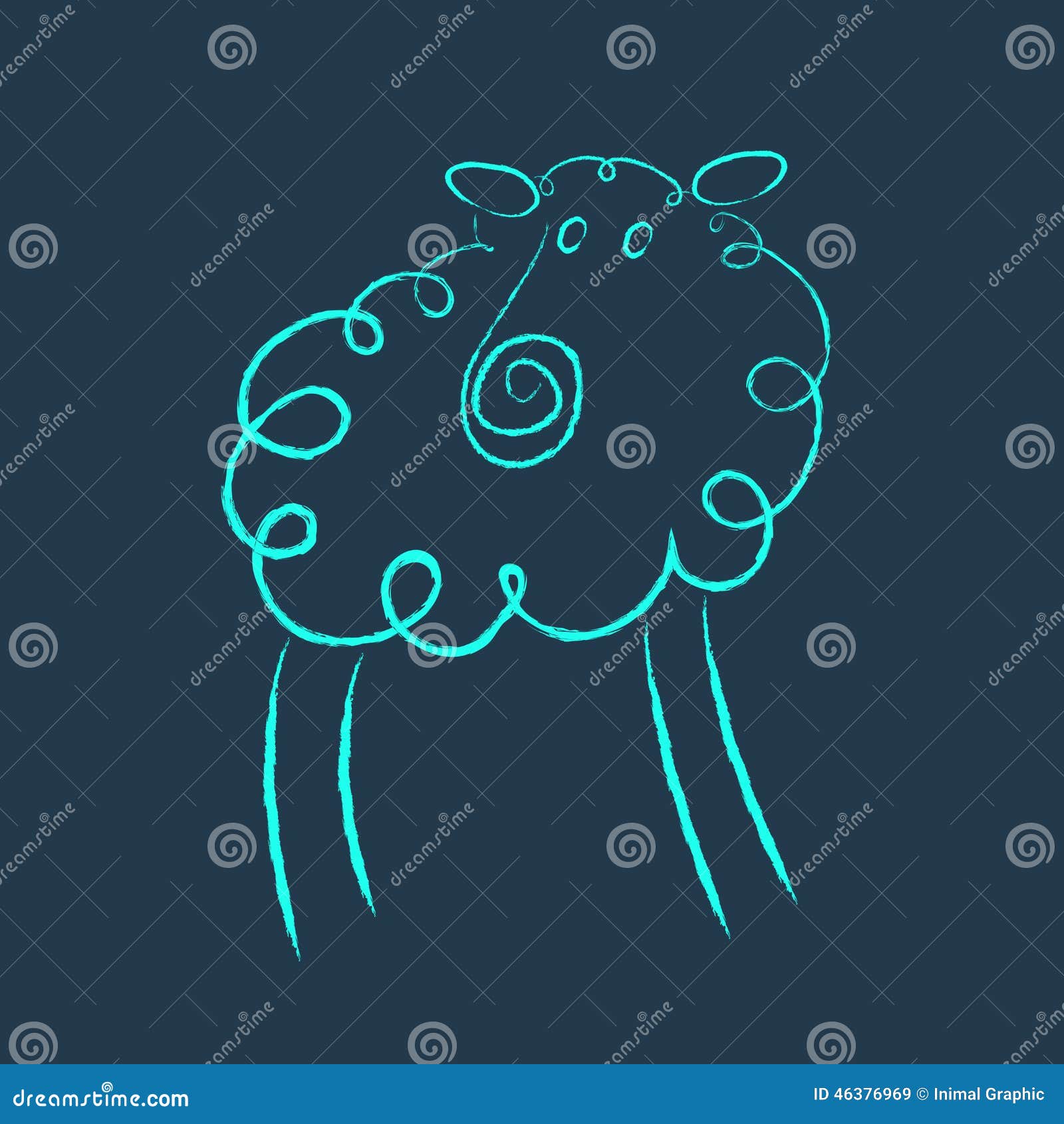 Scribble style blue sheep stock vector. Illustration of sheep - 46376969