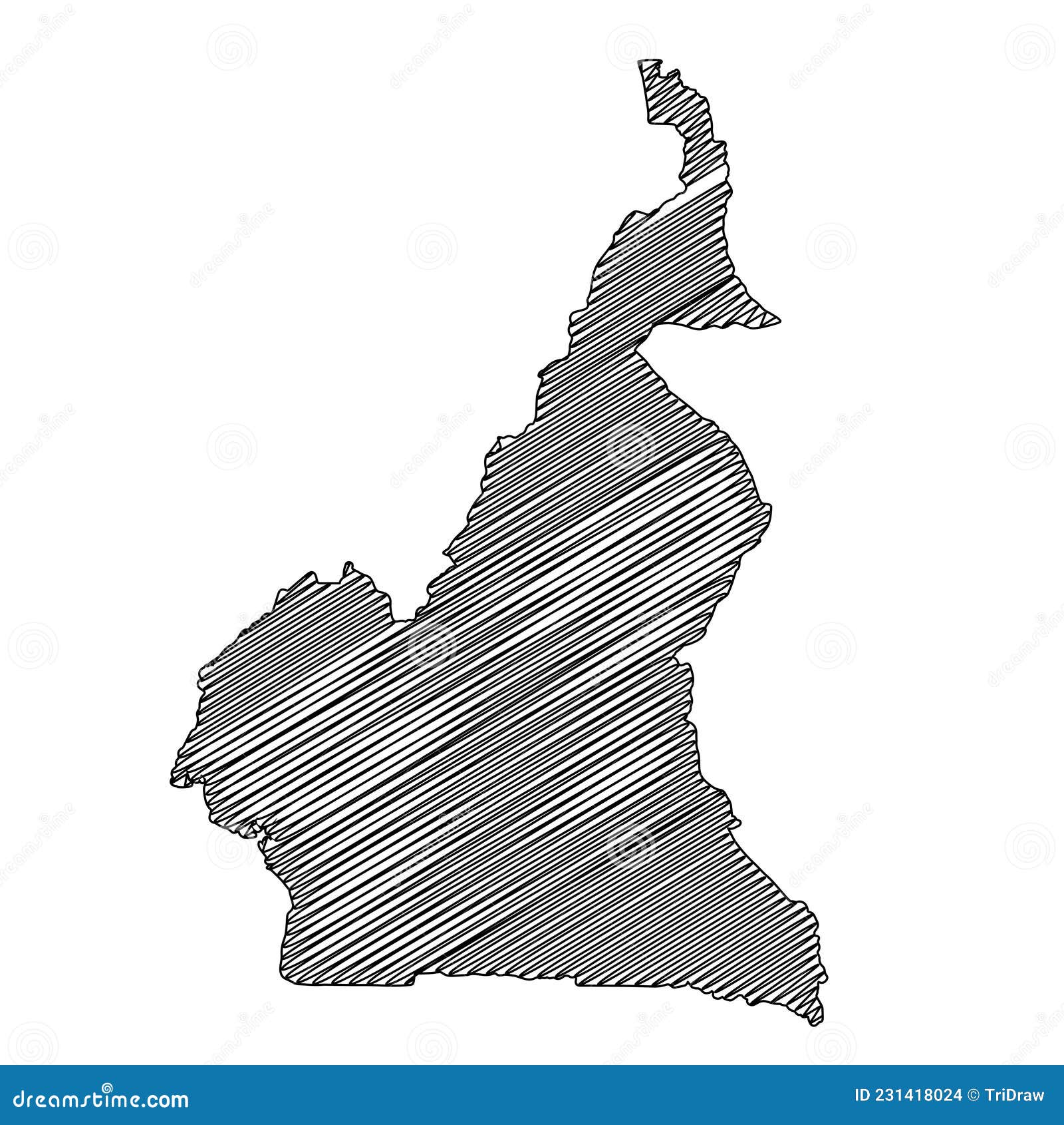 Scribble Style Cameroon Map Design Stock Vector - Illustration of border, land: 231418024
