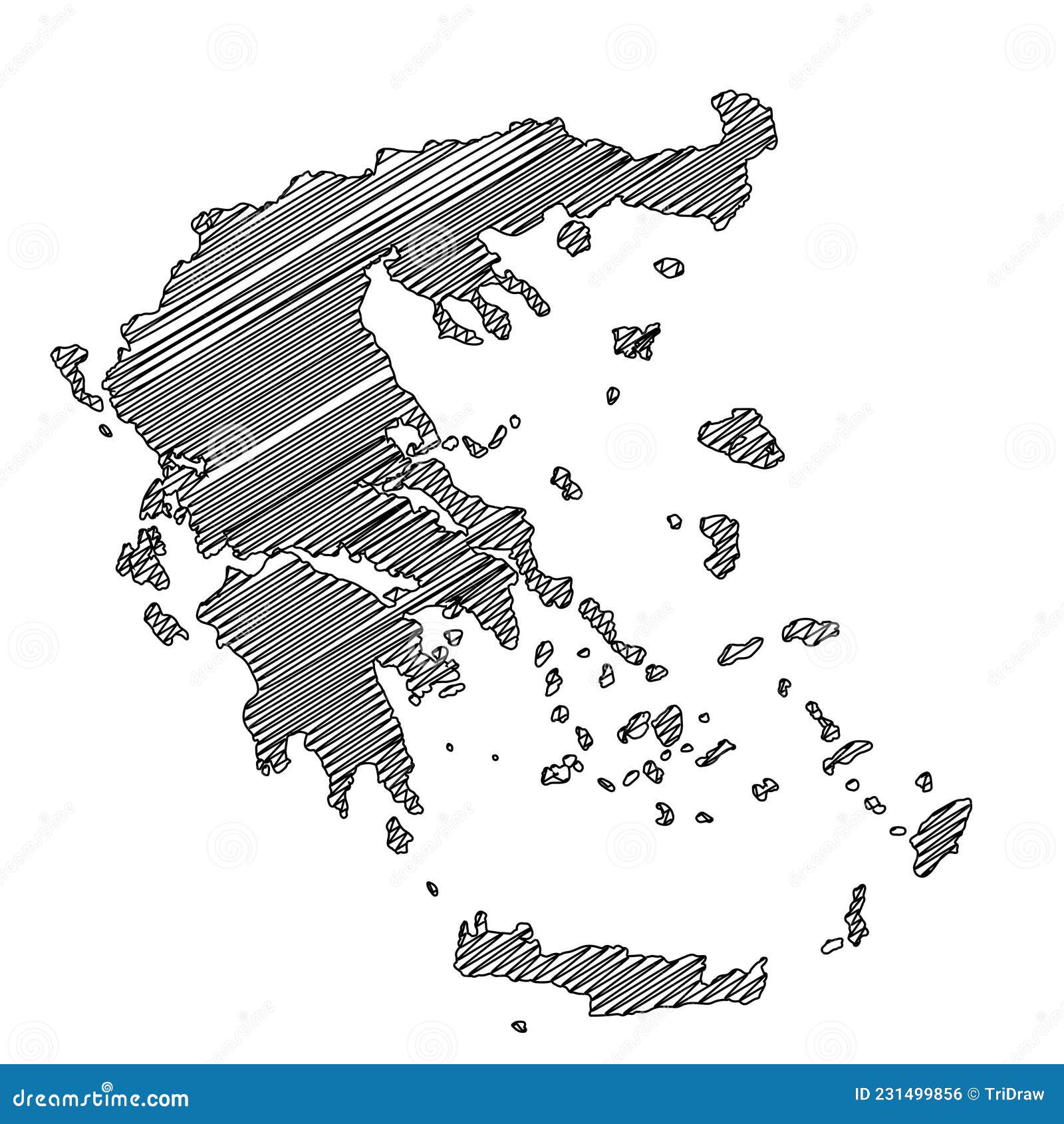 Scribble Style Greece Map Design Stock Vector - Illustration of ...